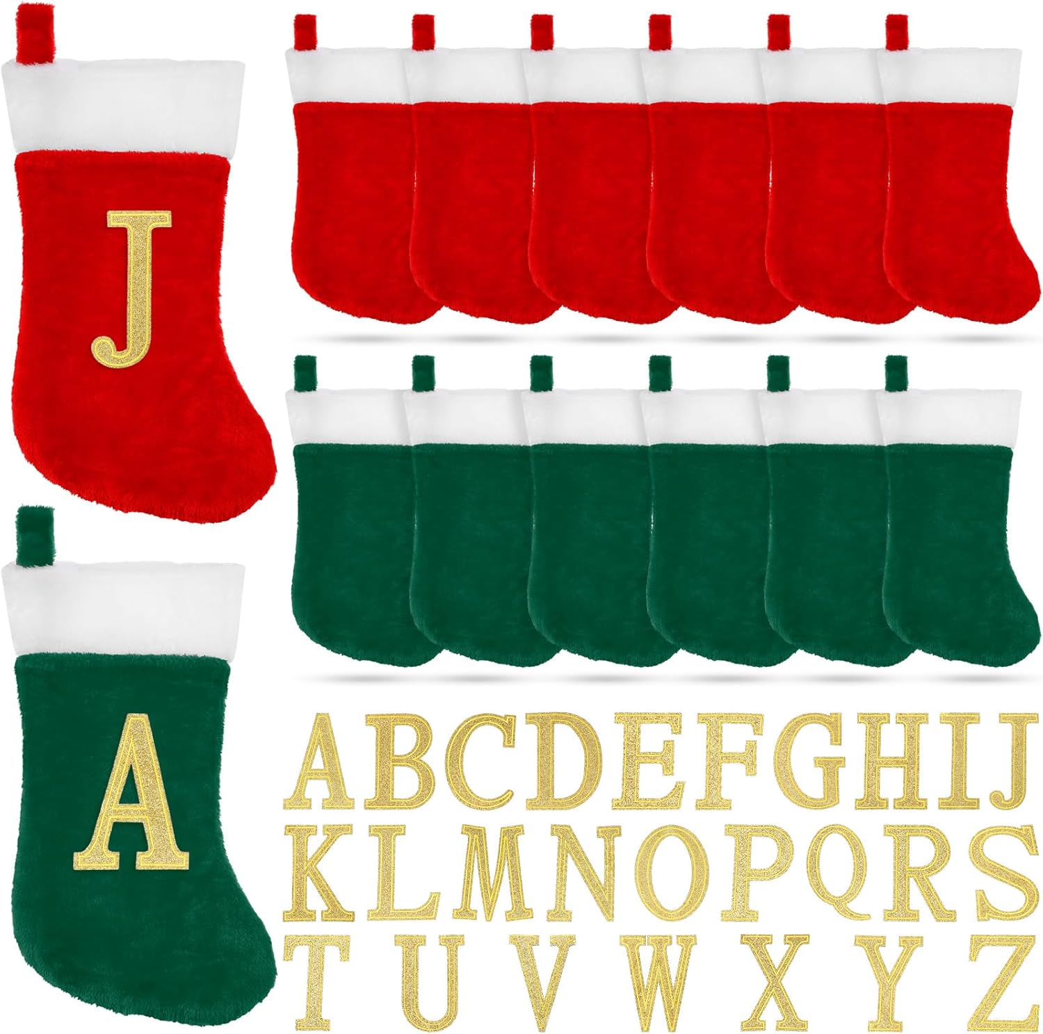 Amazon.com: Ceenna 12 Pack 20 Inches Monogram Christmas Stockings with ...