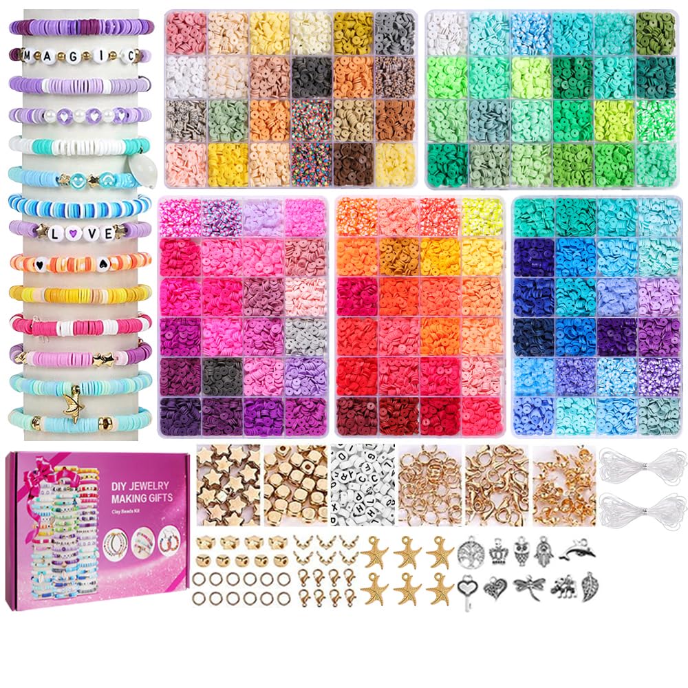 Clay Beads Bracelet Making kit 12500+ PCS,Jewellery Making Kit 120 ...