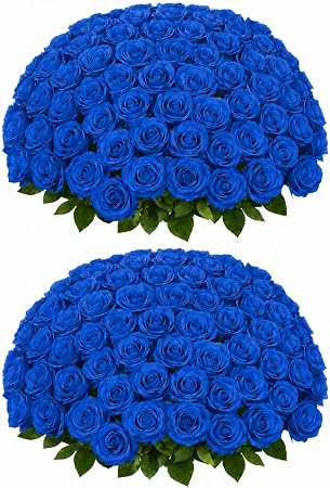 Amazon.com: LetuoClips 50 PCS Royal Blue Roses, Faux Blue Rose Bouquet ...