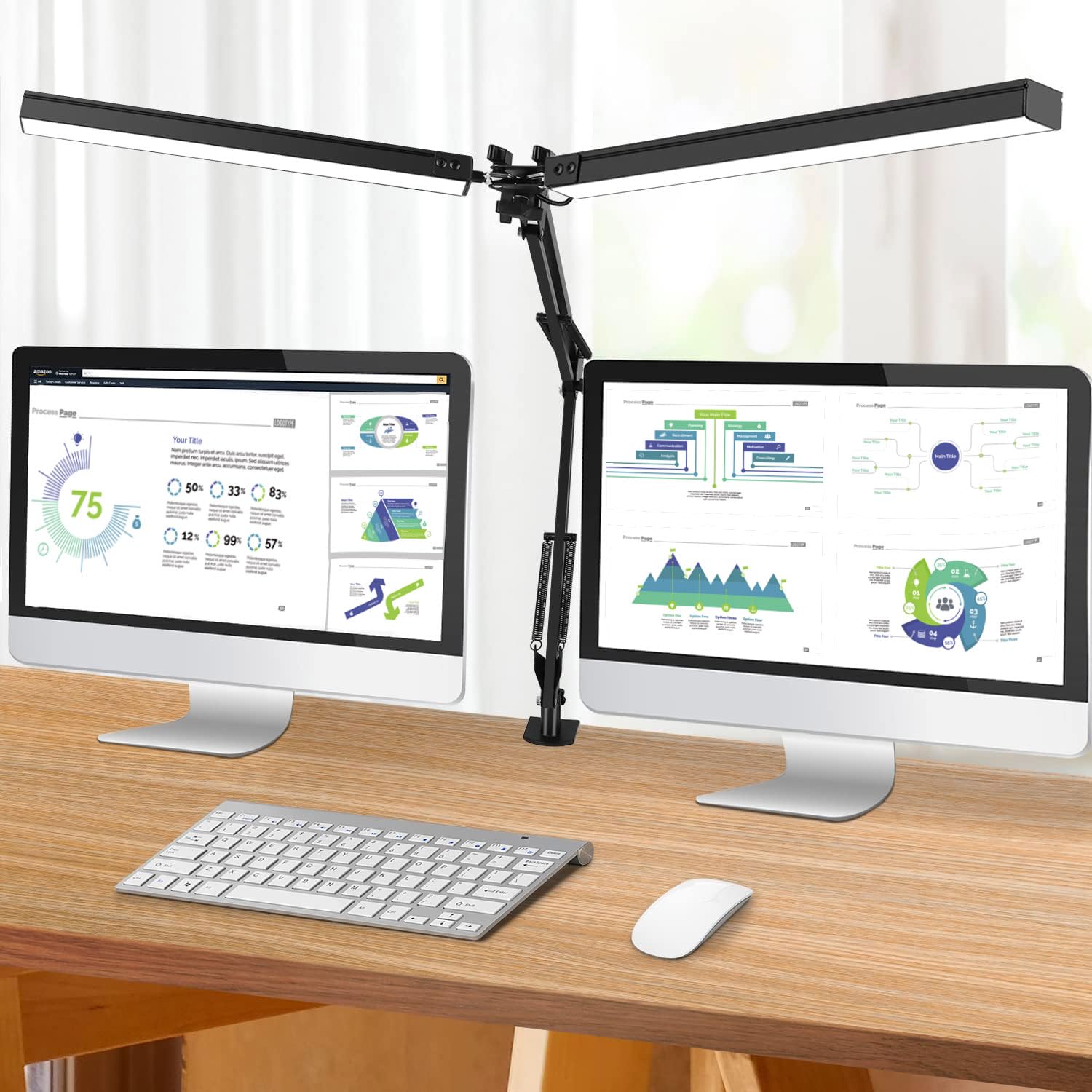 Psiven LED Desk Lamp, Double Head Architect Task Lamp with Clamp ...