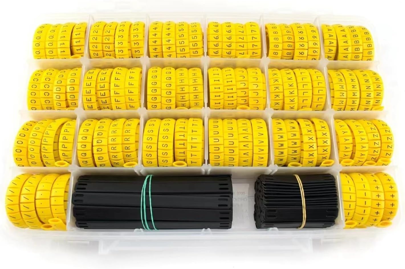 FENGXCUI 330PCS black on yellow Route Marker Kit K-Type Cable marker ...