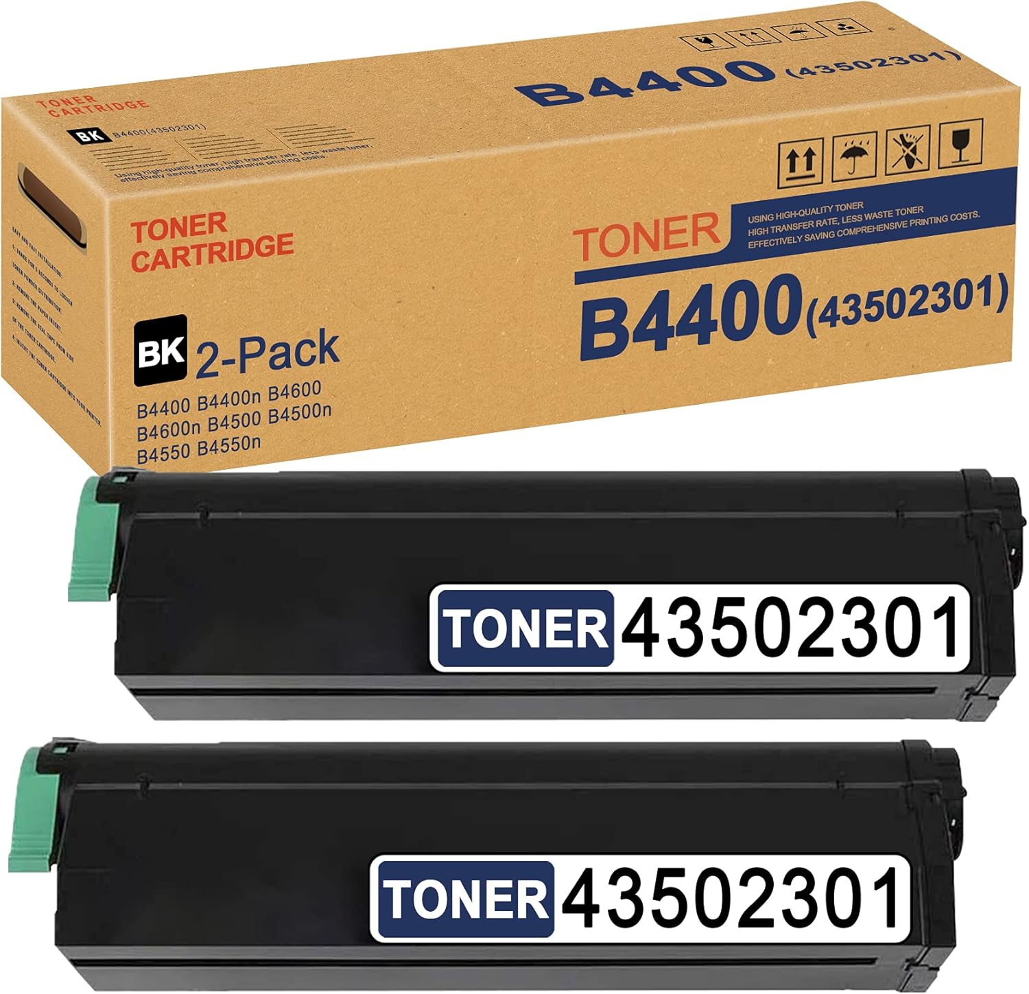 Amazon.com: B4400 43502301 Toner Cartridge (Black,2 Pack) Replacement ...