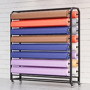 Amazon.com: Commercial Fabric Roll Storage Rack with Adjustable Hanging ...