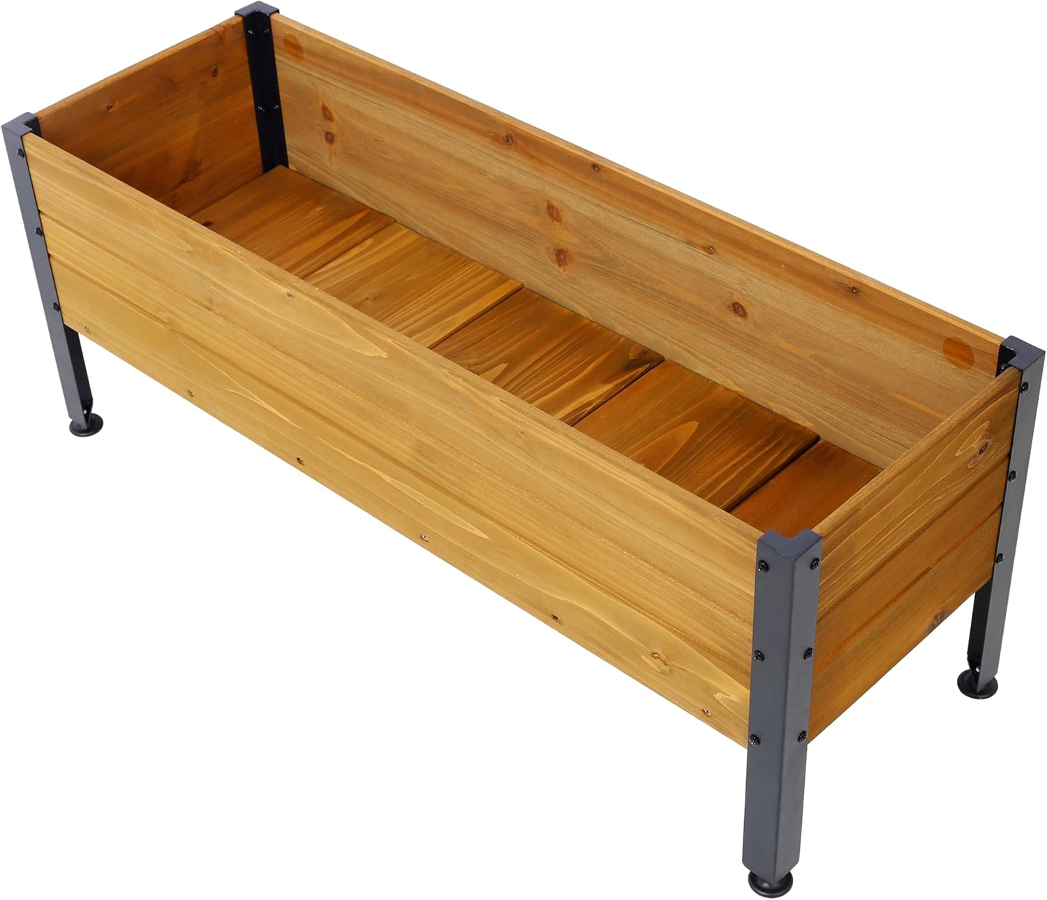 Amazon.com: Raised Garden Bed, Elevated Wooden Planter Box with Metal ...