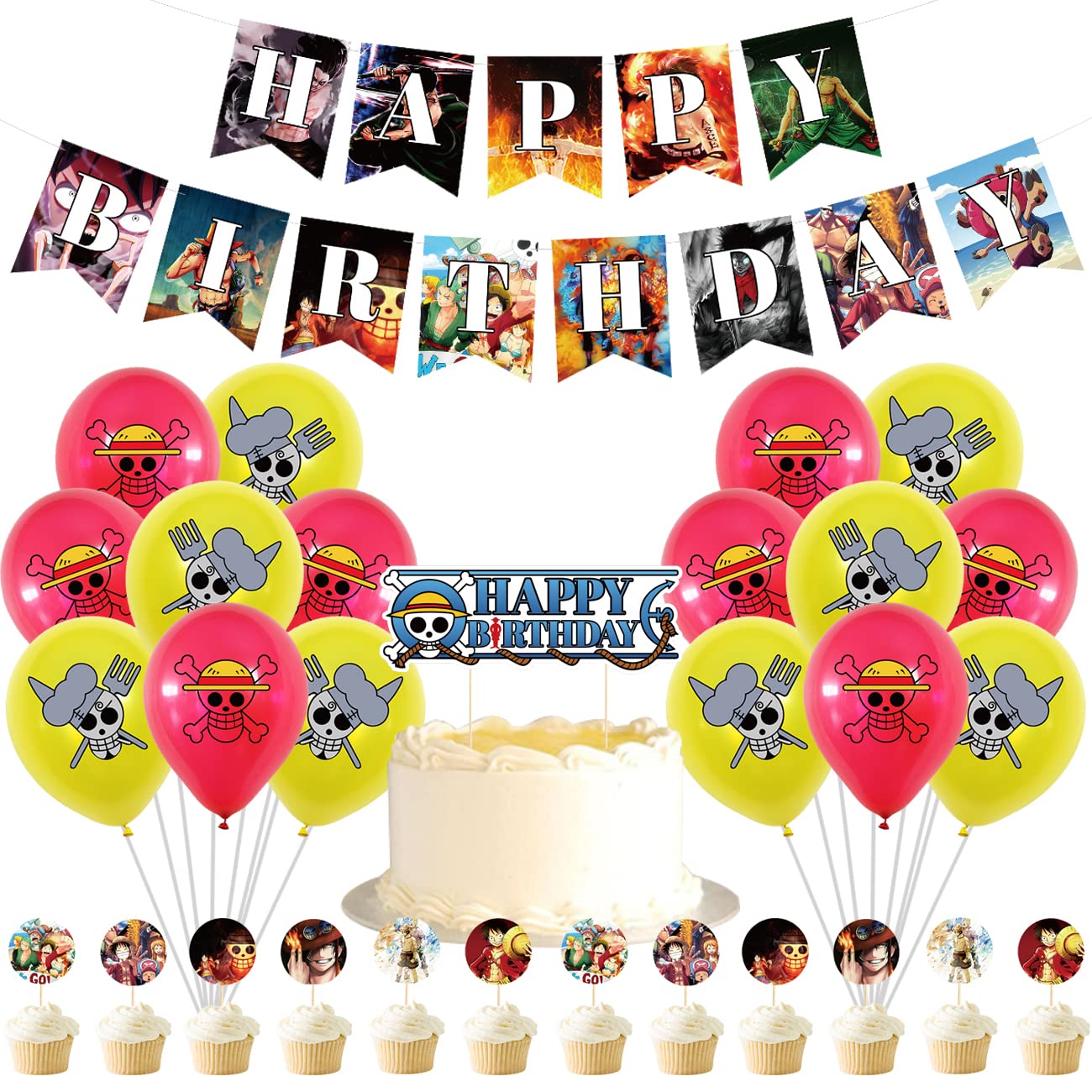 Buy One Piece Birthday Decorations-Tomicy 30 Pcs Anime Birthday Party ...