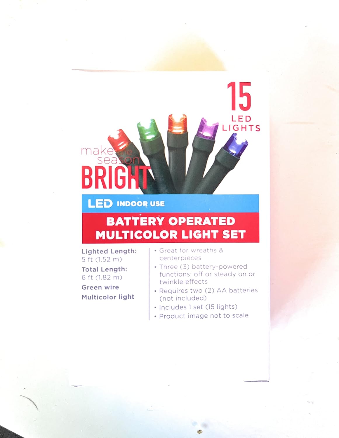 Amazon.com: Battery Operated Multicolor Light Set 15 Lights / 5ft ...