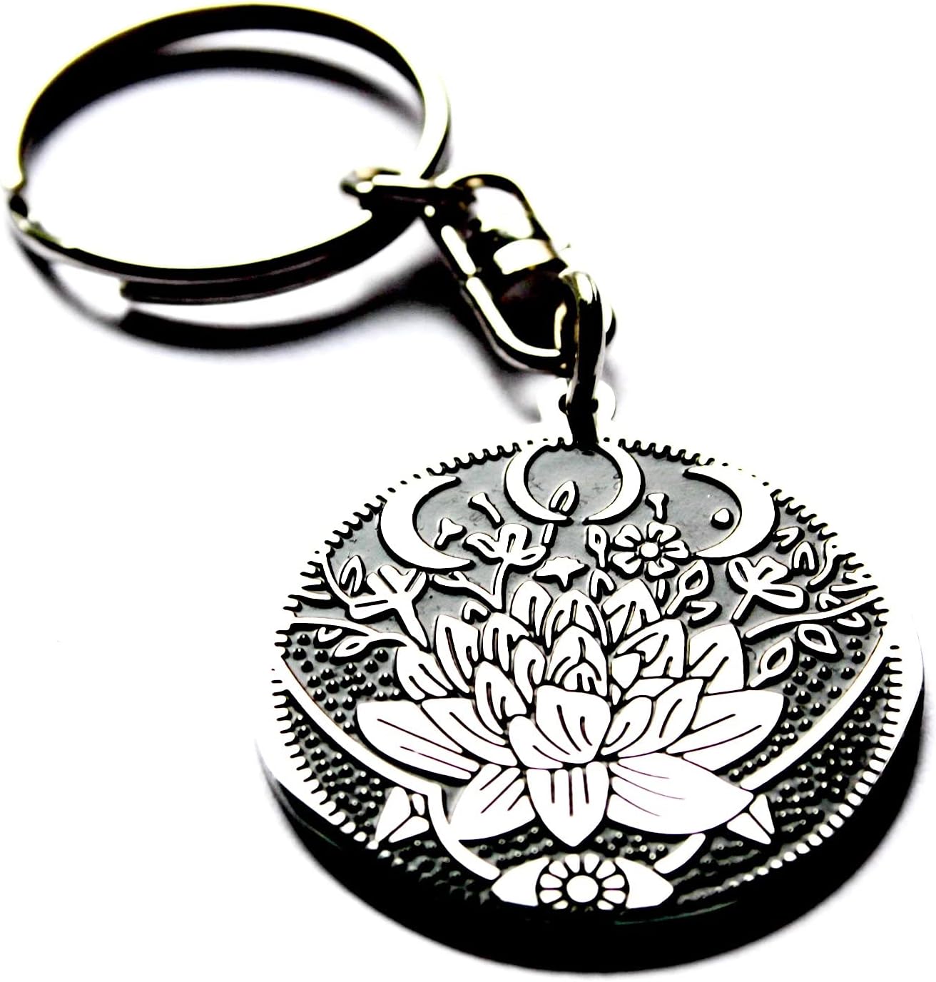 Stainless Steel Lotus Flower Keychain with Gift Pouch at Amazon Men’s ...