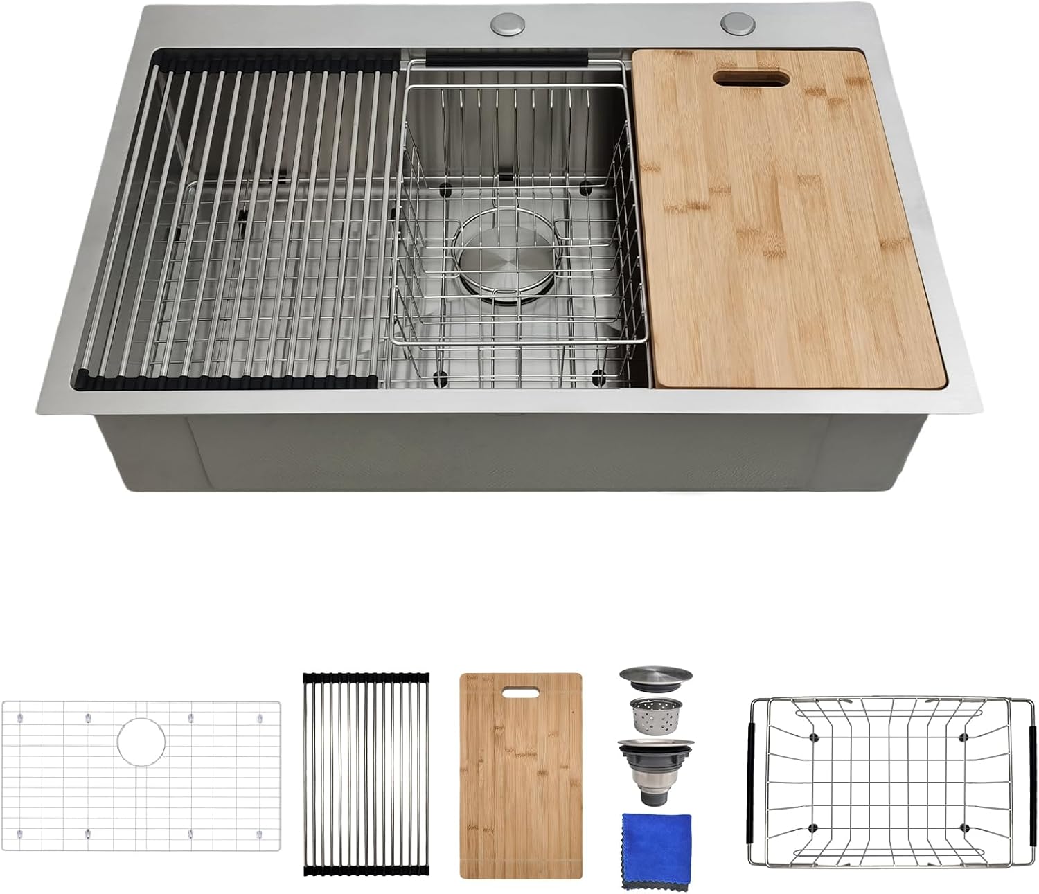33x22 Drop In Kitchen Sink - Delironexu 16 Gauge Stainless Steel ...
