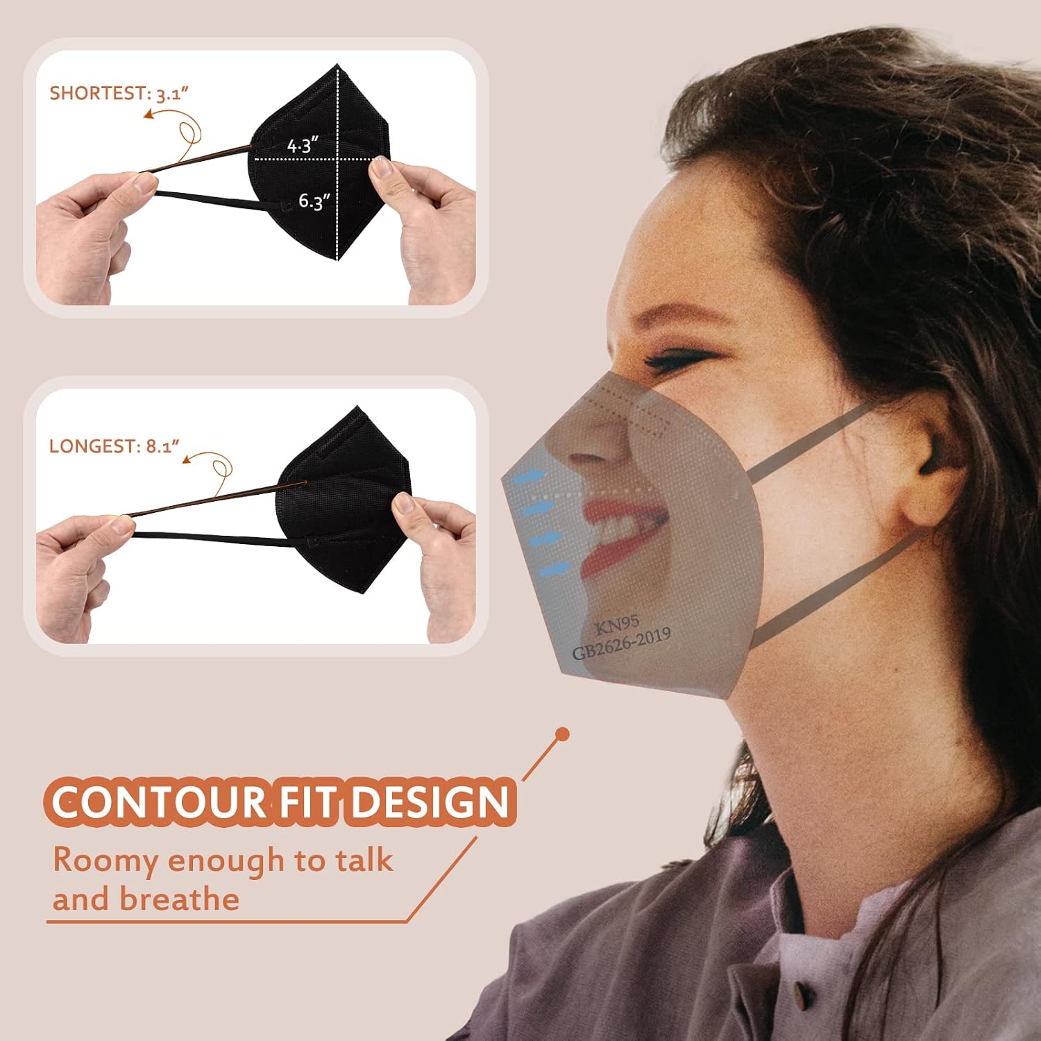 Mascarillas KN95, 50 unidades, protección de 5 capas, máscara facial ...