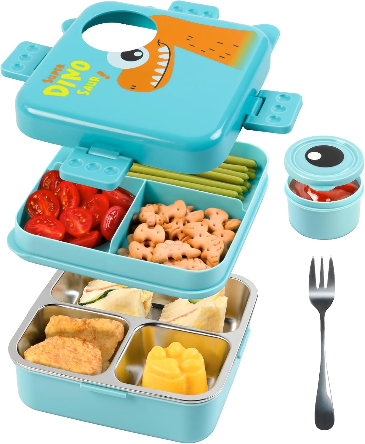 Amazon.com: Freshmage 34.7oz Stainless Steel Double-Layer Bento Box ...