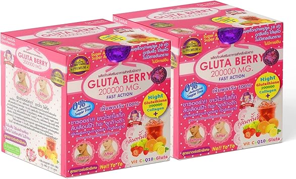 Gluta Berry 200000Mg Glutathione & Collagen Drink 10 Sachets Fast ...
