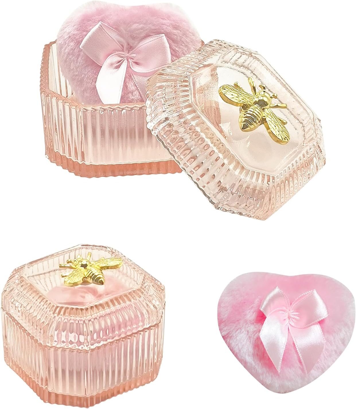 Amazon.com: WHSLILR Body Powder Puff and Container - Glass Dusting ...