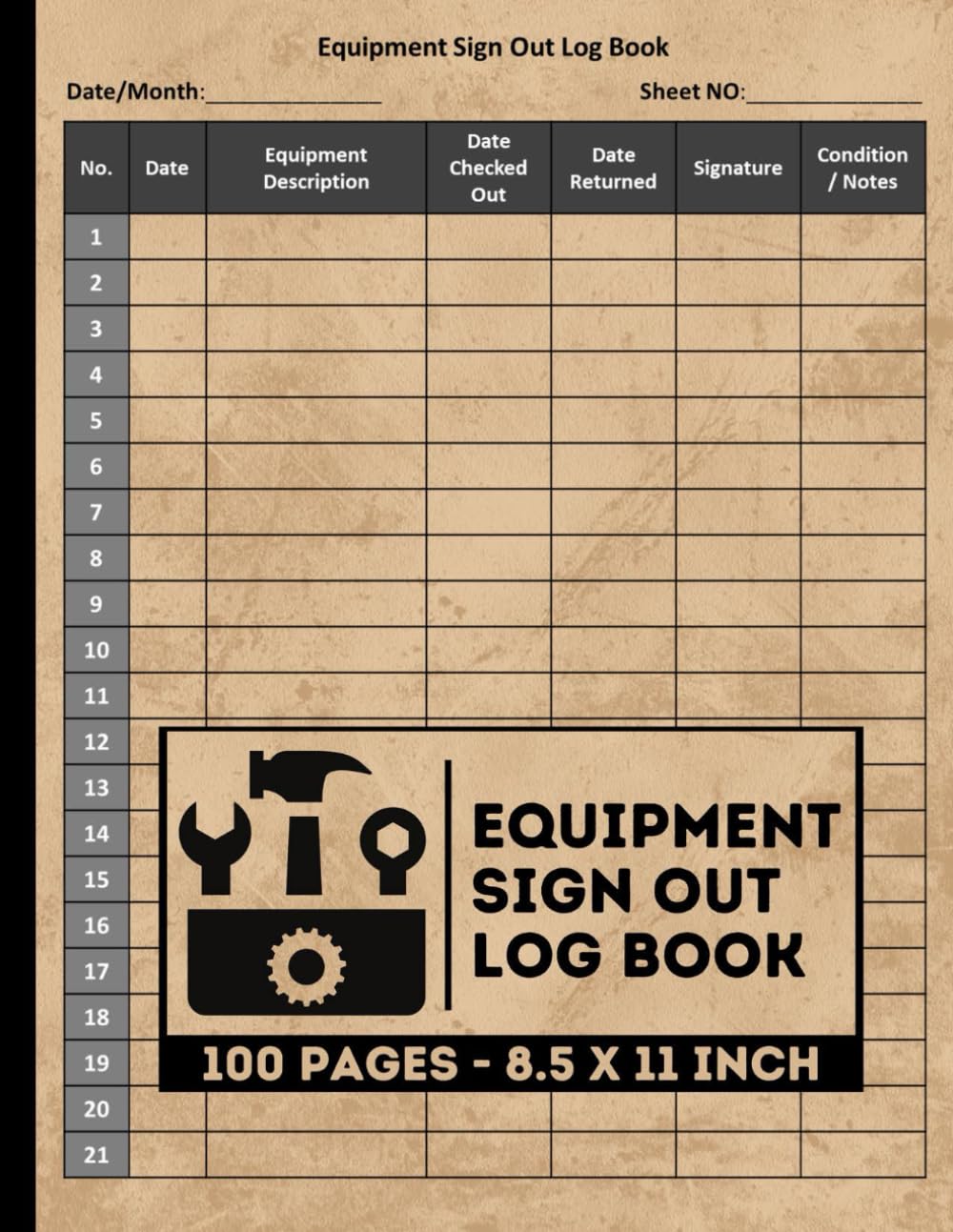 Equipment Sign Out Log Book: Record Logbook to Track Equipment Checkout ...