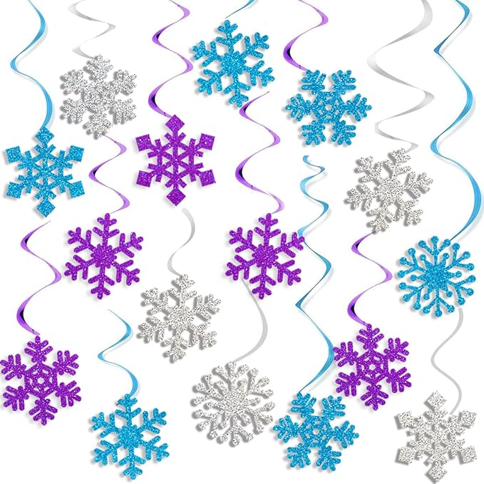Amazon.com: 40Pcs Frozen Snowflake Hanging Swirl Decorations, Winter ...