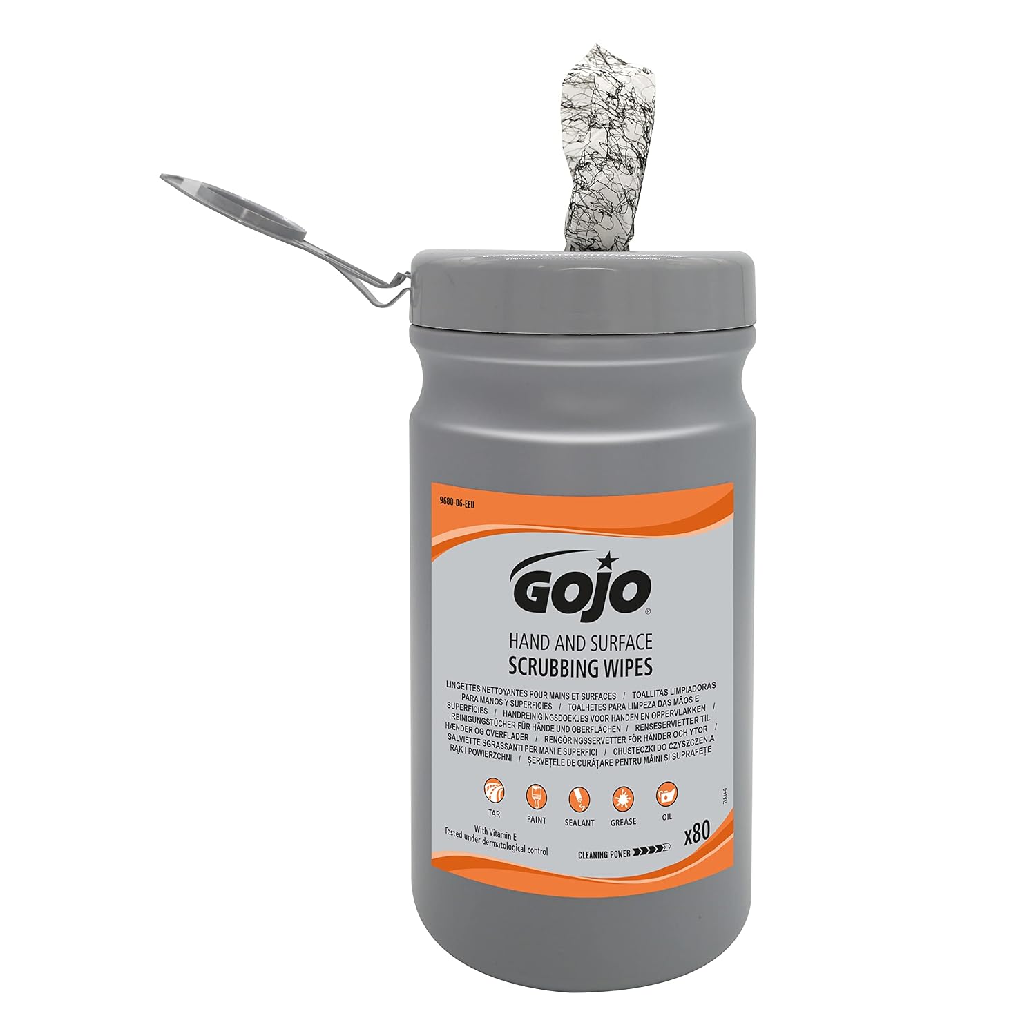 GOJO HEAVY-DUTY HAND AND SURFACE SCRUBBING WIPES, 80 Count Canister ...