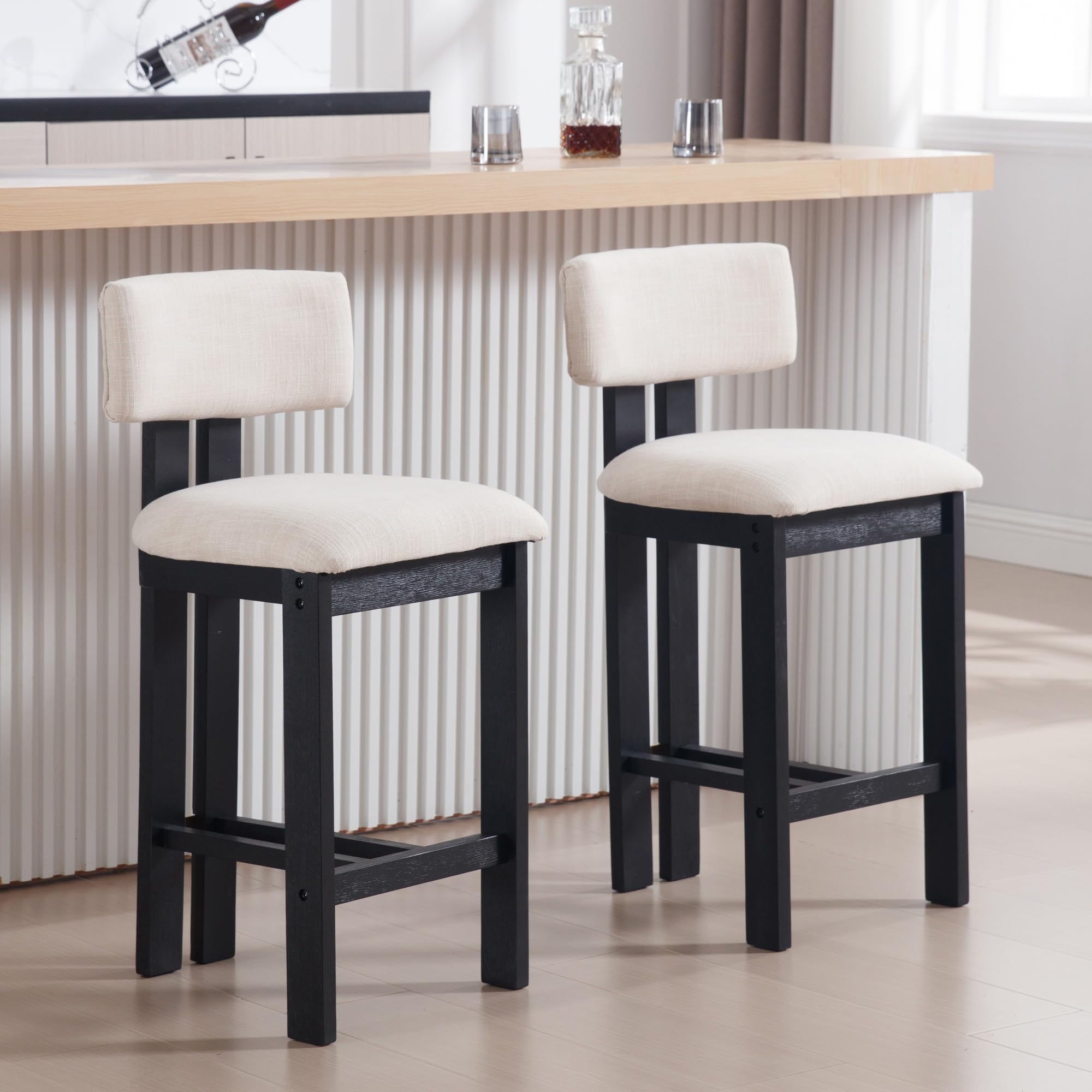 Amazon.com: BESTANO 26' Counter Stools Set of 2 Modern Farmhouse Beige ...