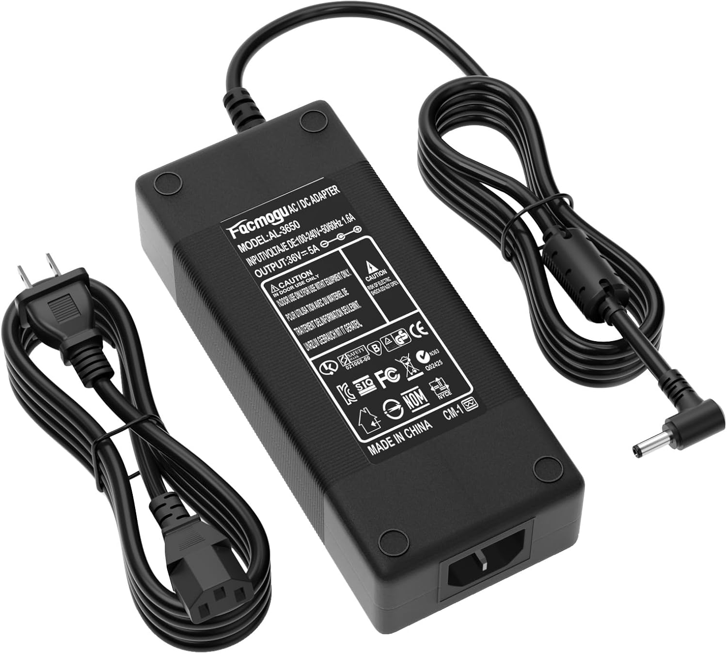 Amazon.com: Facmogu 36V 5A Power Supply Adapter, 180W AC 100V~240V to DC 36 Volt 5A Converter ...