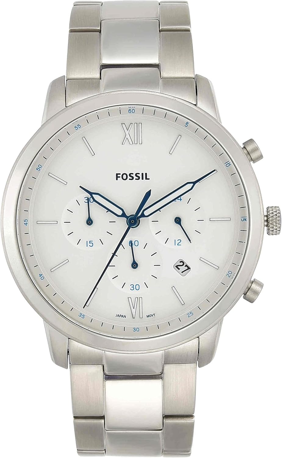 Fossil FS5433 Reloj Caballero, Extensible Acero Plata, Caratula Blanco ...