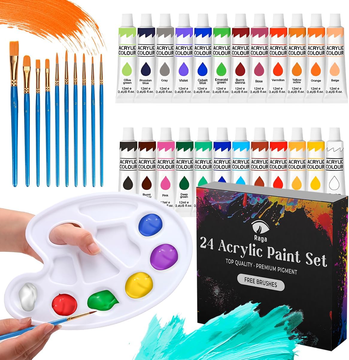 Raganet, Juego de 24 Pinturas Acrílicas de Colores Diferentes, Set de ...