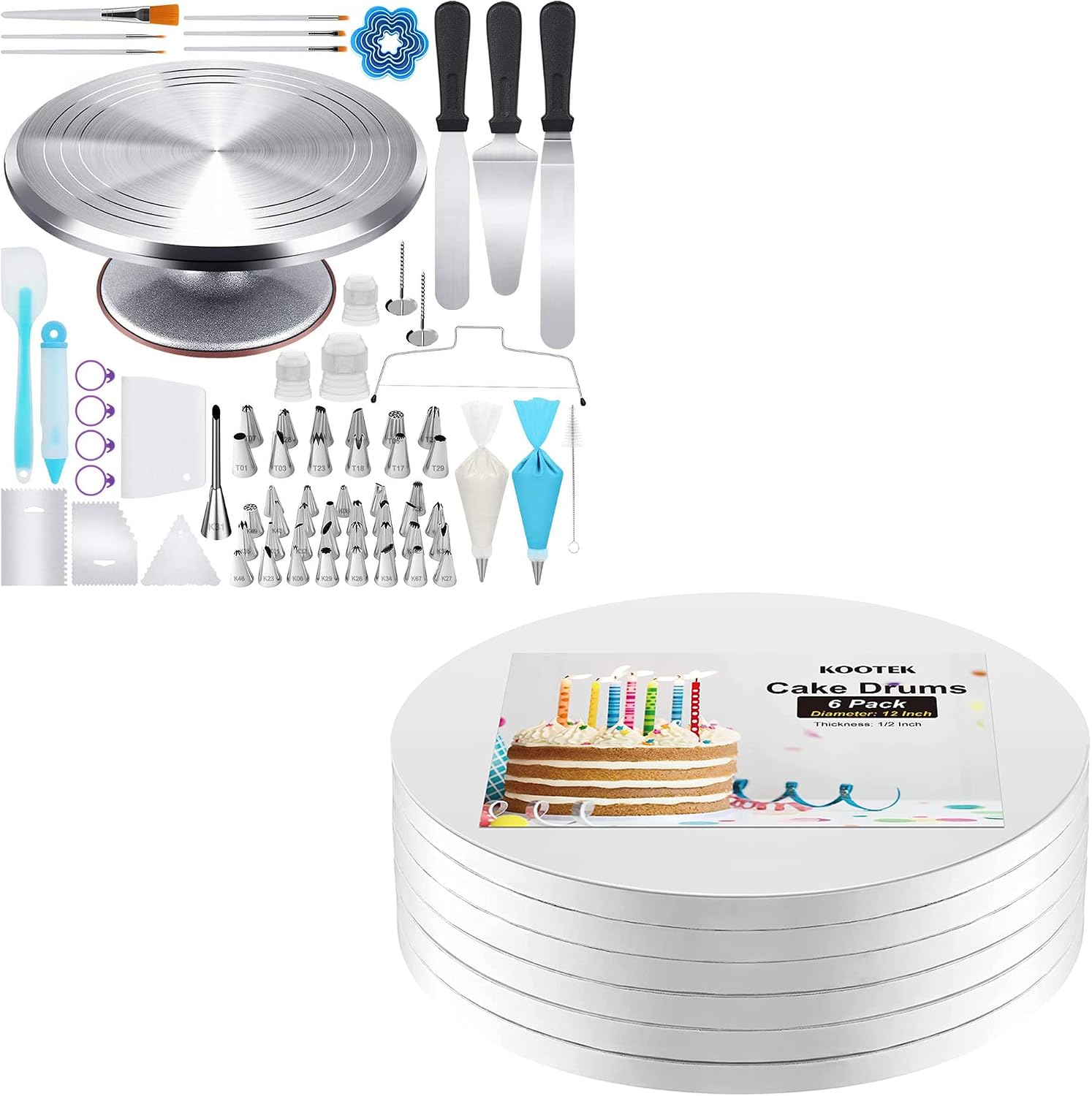 Amazon.com | Kootek 177 Pcs Cake Decorating Kits and Cake Boards Drum ...