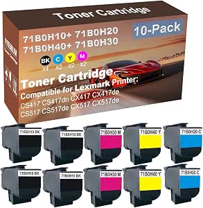 Amazon.com: 10-Pack (4BK+2C+2Y+2M) Compatible High Yield 71B0H10 ...