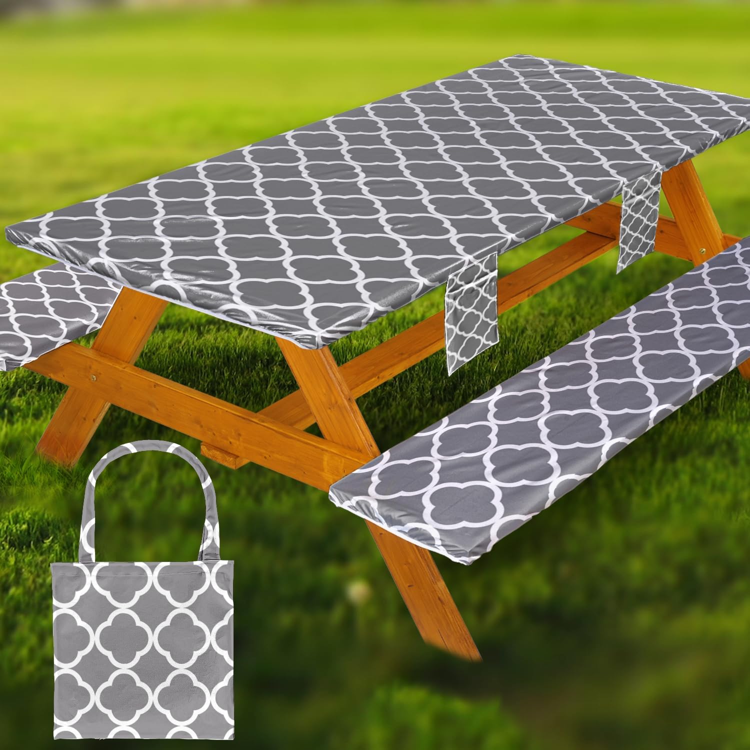 Amazon.com: Fitted Picnic Table Cover with Bench Covers Waterproof ...