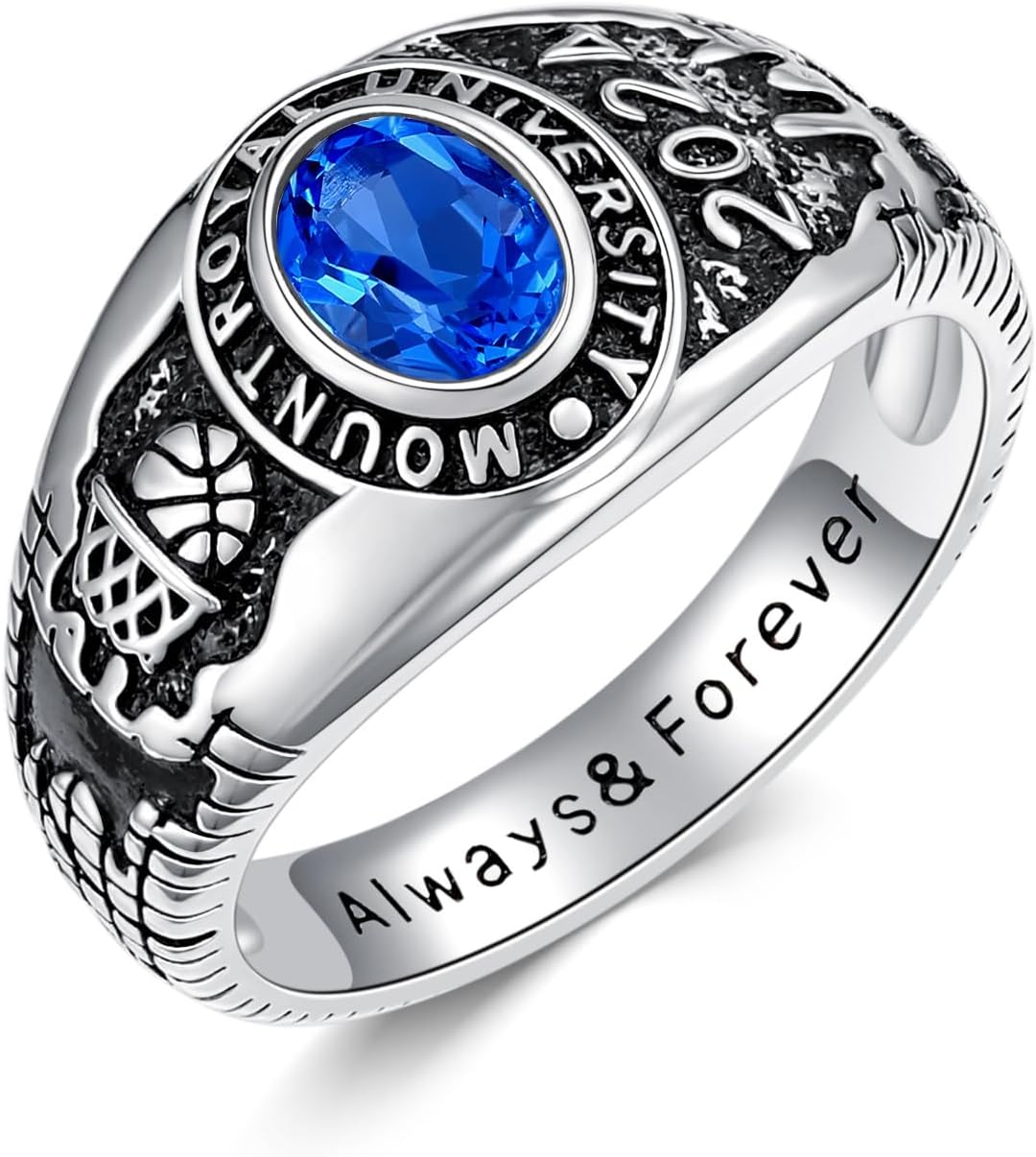 Amazon.com: CEKAMA High School Class Ring for Mens Sterling Silver 2024 ...