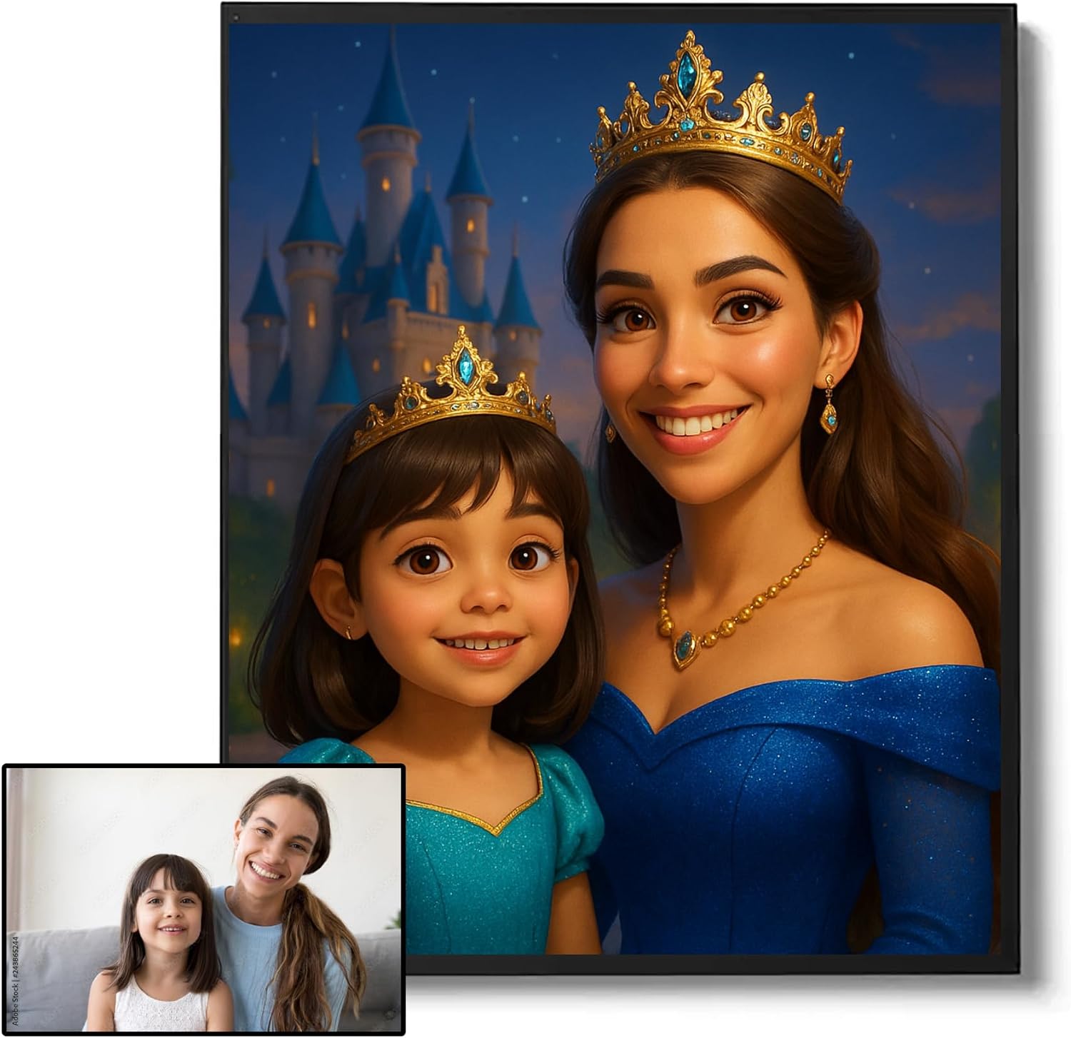 Amazon.com: Custom enchanted princess cartoon portrait – personalized ...