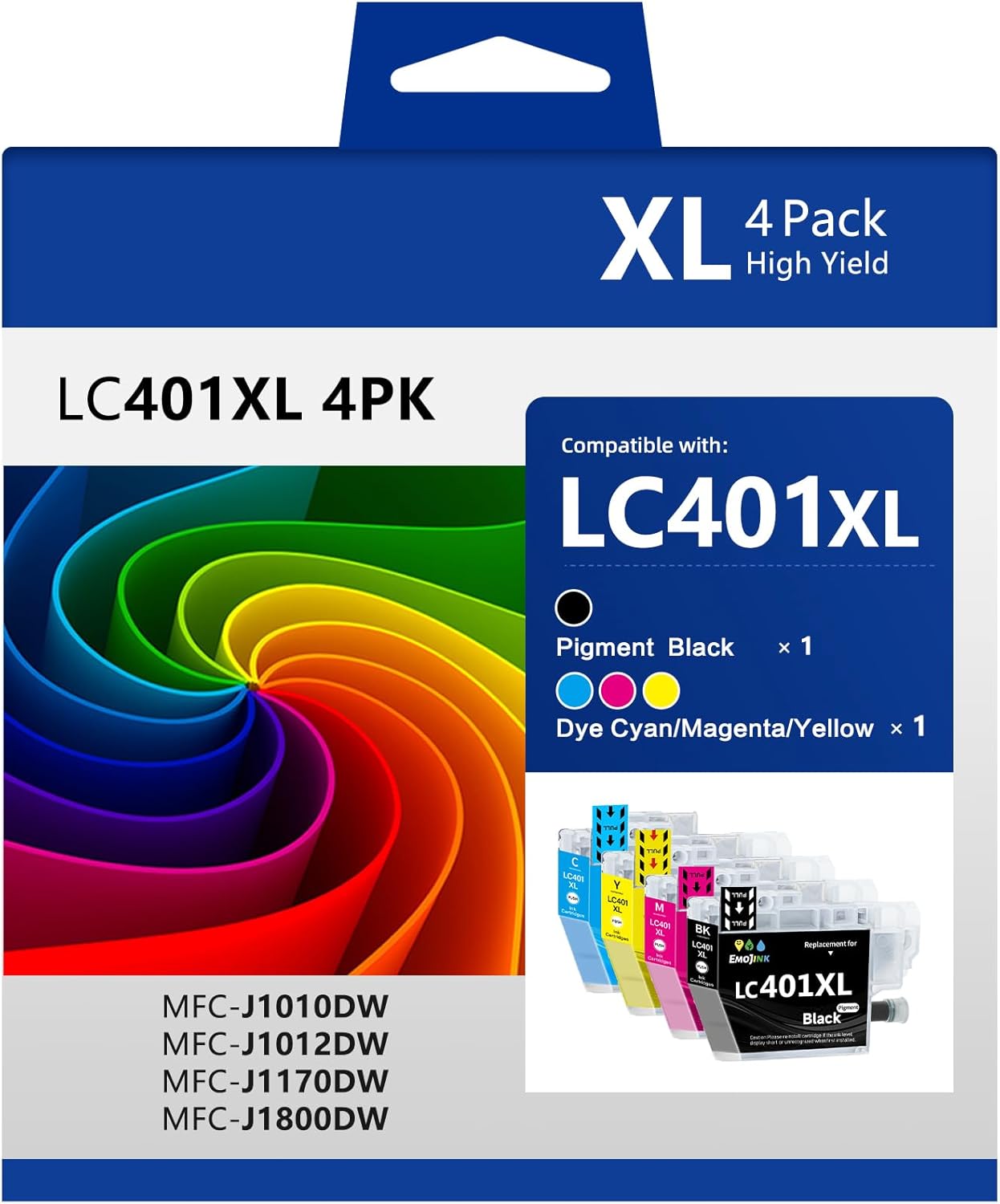 Amazon.com: LC401XL Ink Cartridges for Brother Printer MFC-J1010DW MFC ...