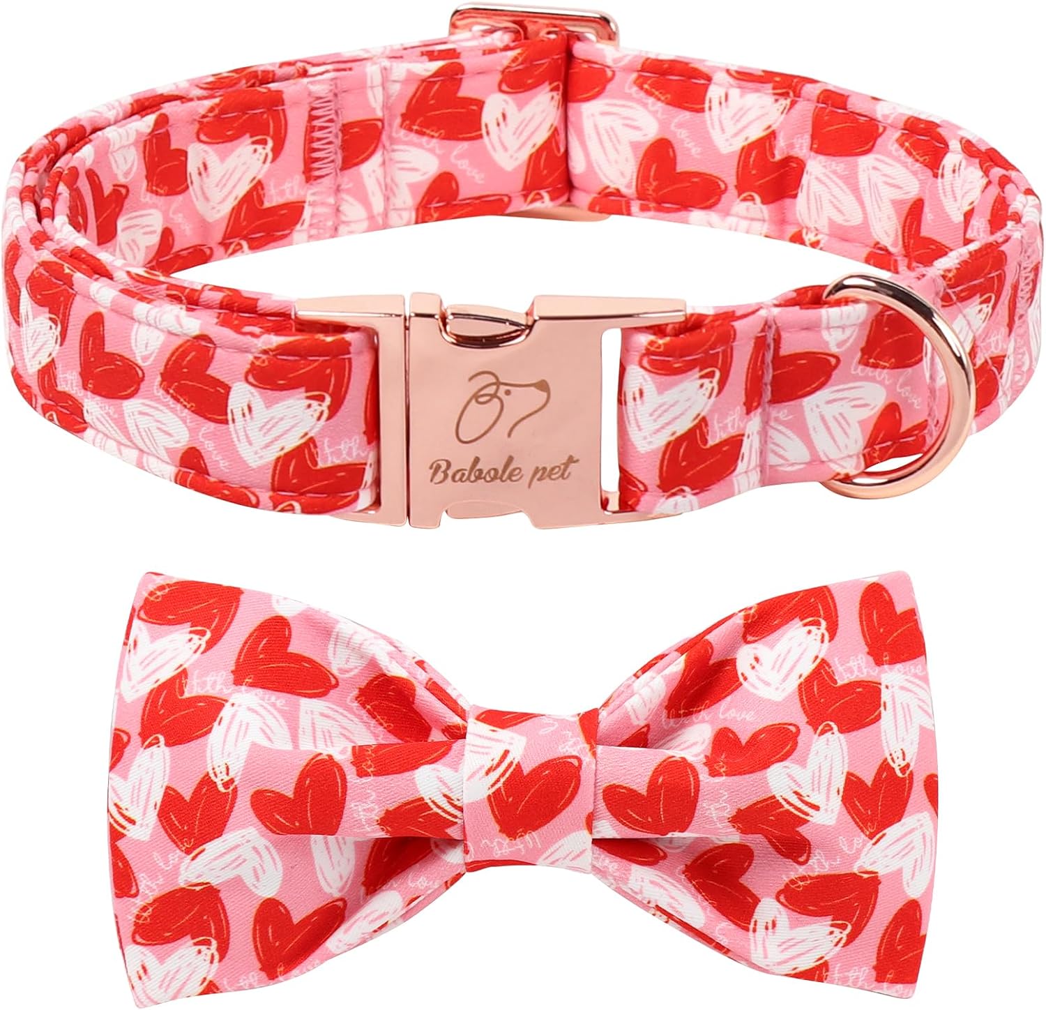 Amazon.com : Babole Pet Valentines Dog Collar with Bow Tie - Cute ...