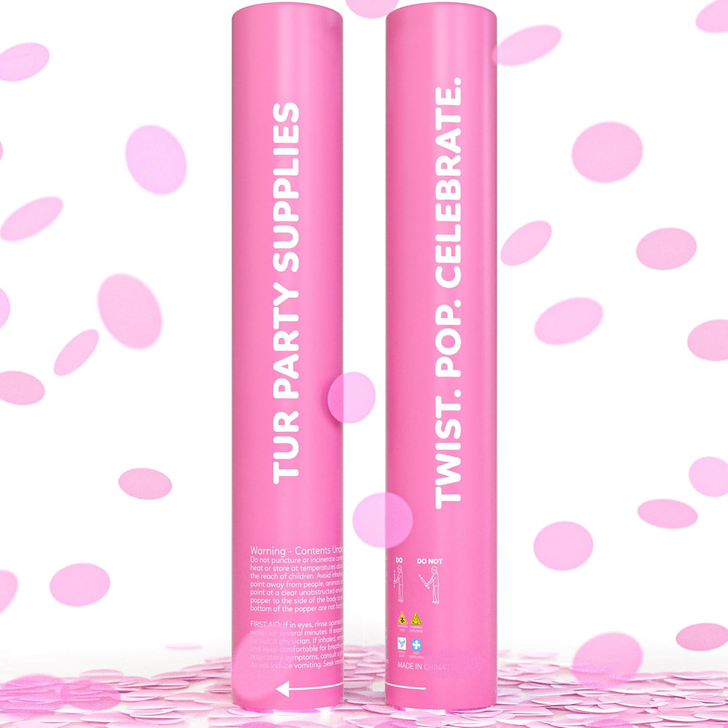 Amazon.com: Pink Confetti Cannon Poppers | 2 Pack | Biodegradable Pink ...