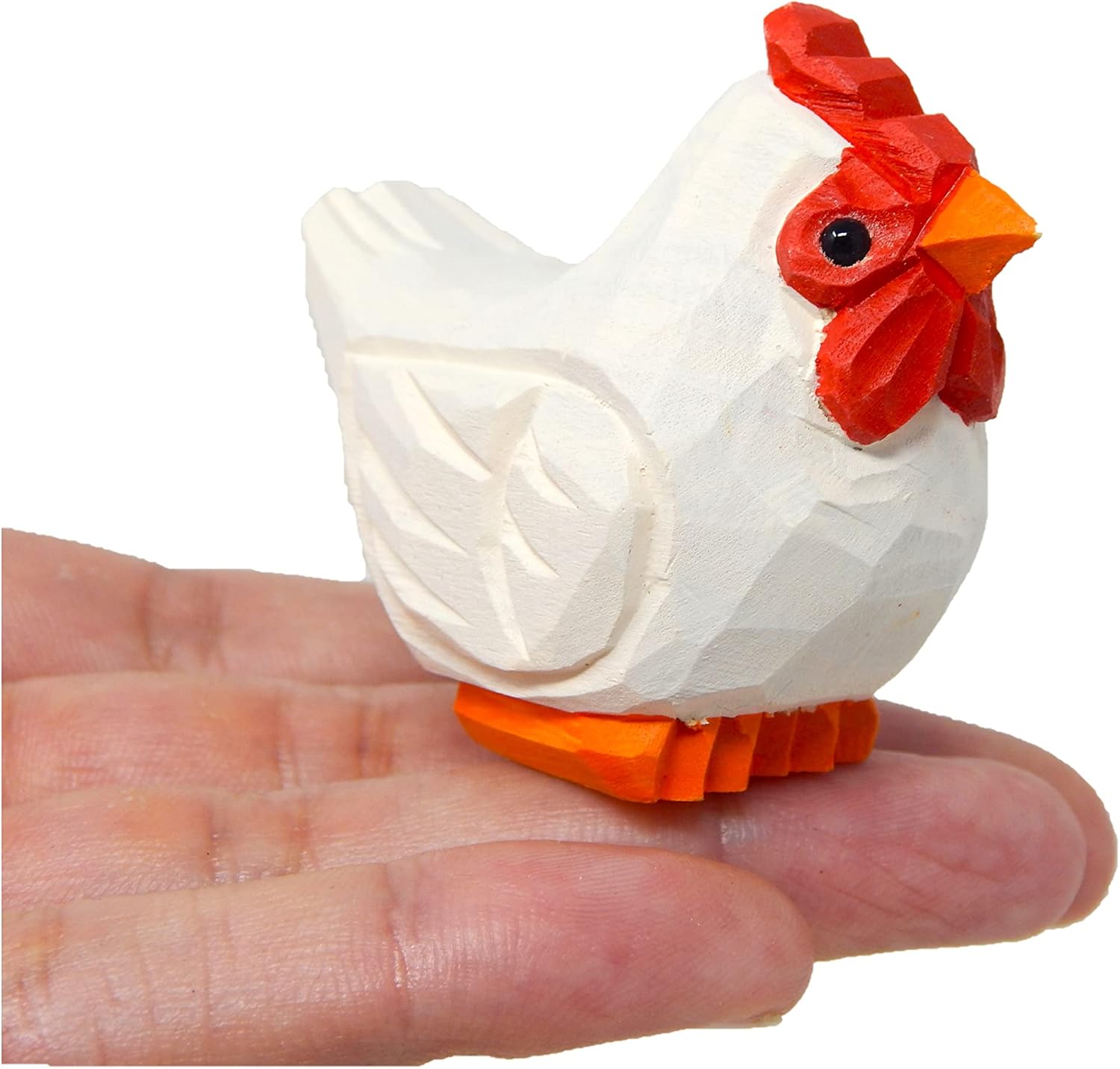 Amazon.com: Selsela Hand-Carved White Hen Figurine - Miniature Wood ...