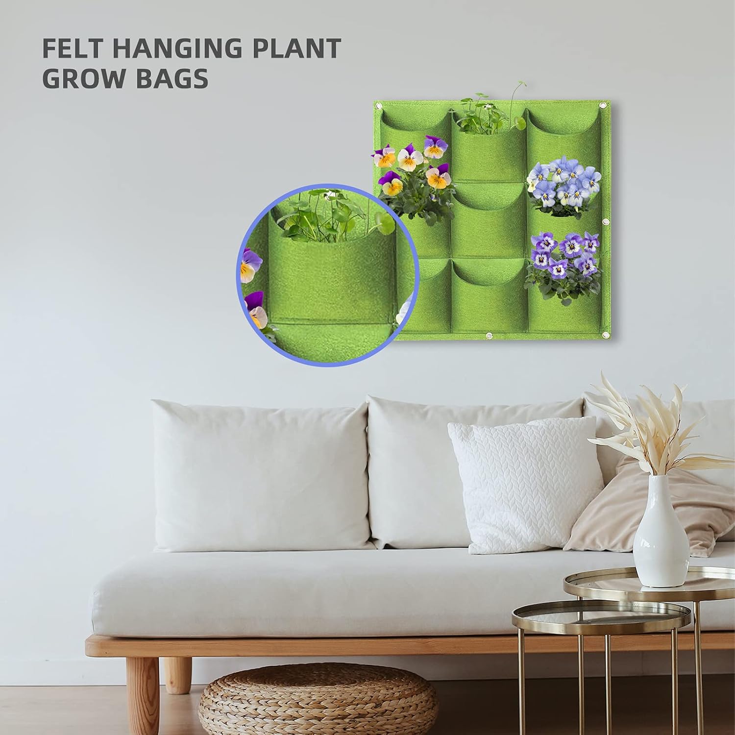 Hanging Planter Bags, 9 Pockets Hanging Vertical Wall Planter Planting ...