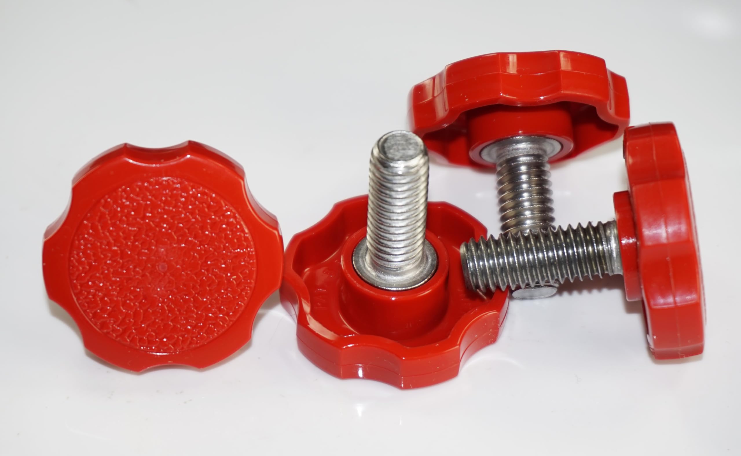 3/8"-16 x 3/4" Thumb Screw Stainless Steel – Red Rosette Plastic Knob ...