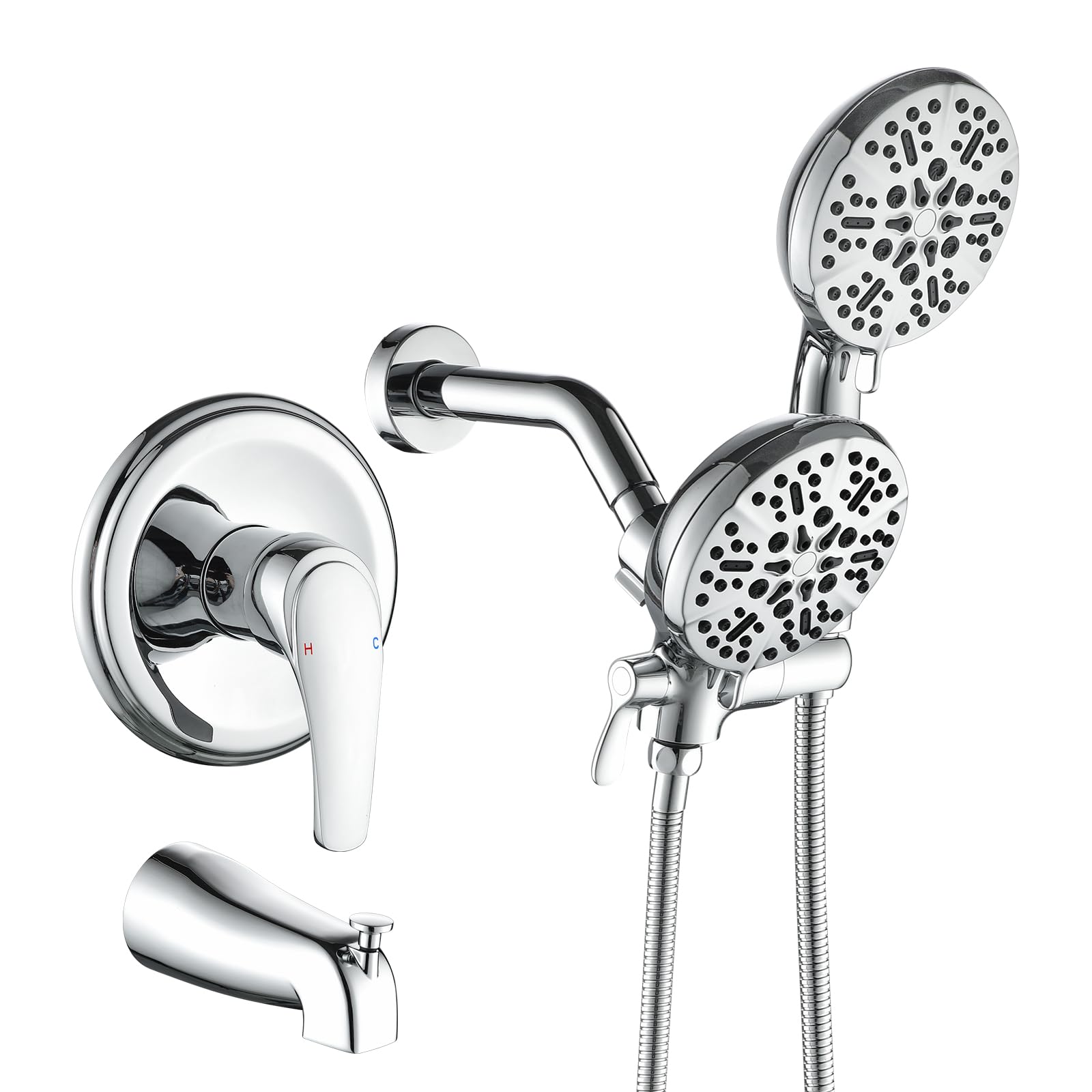 Dual Shower Faucet Set with Tub Spout Tub and Shower Faucet Set ...