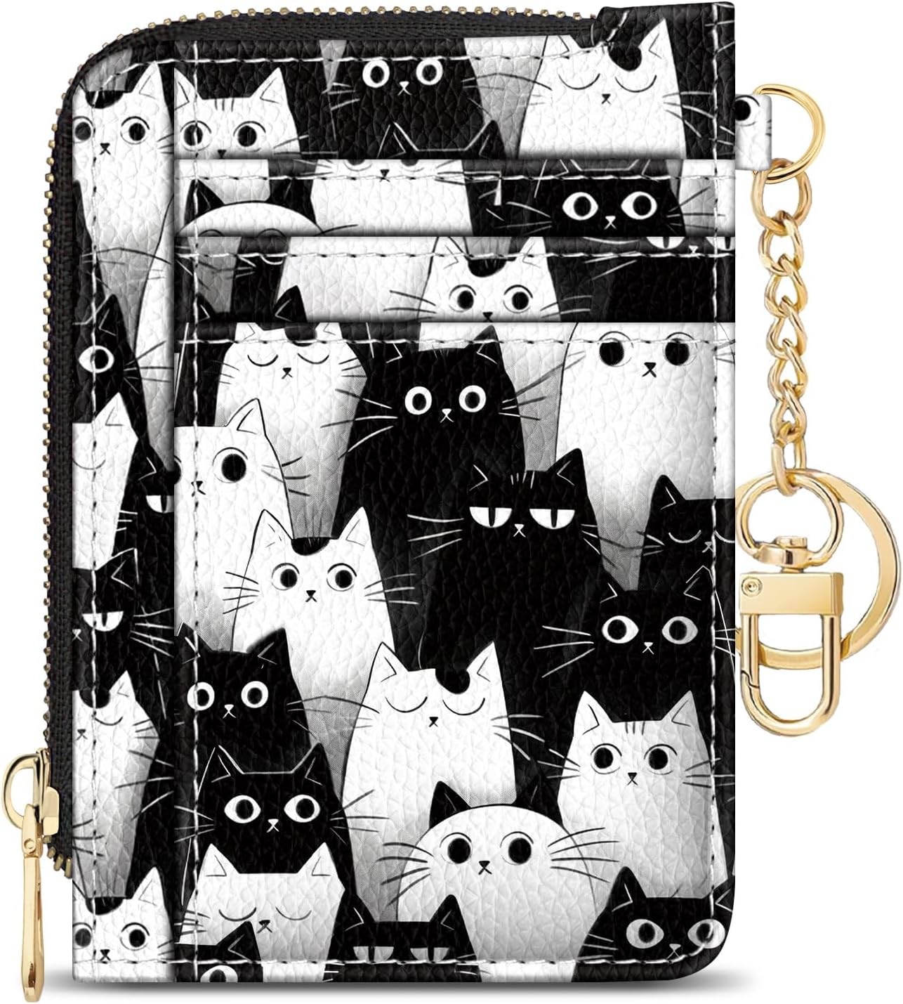 Amazon.com: GIANCOMICS Slim Wallet Credit Card Holder Women, Cats Rfid ...