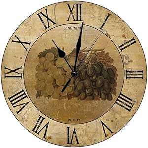 Amazon.com: Grape Wine Wooden Wall Clock Europe Romantic Kitchen Wall ...