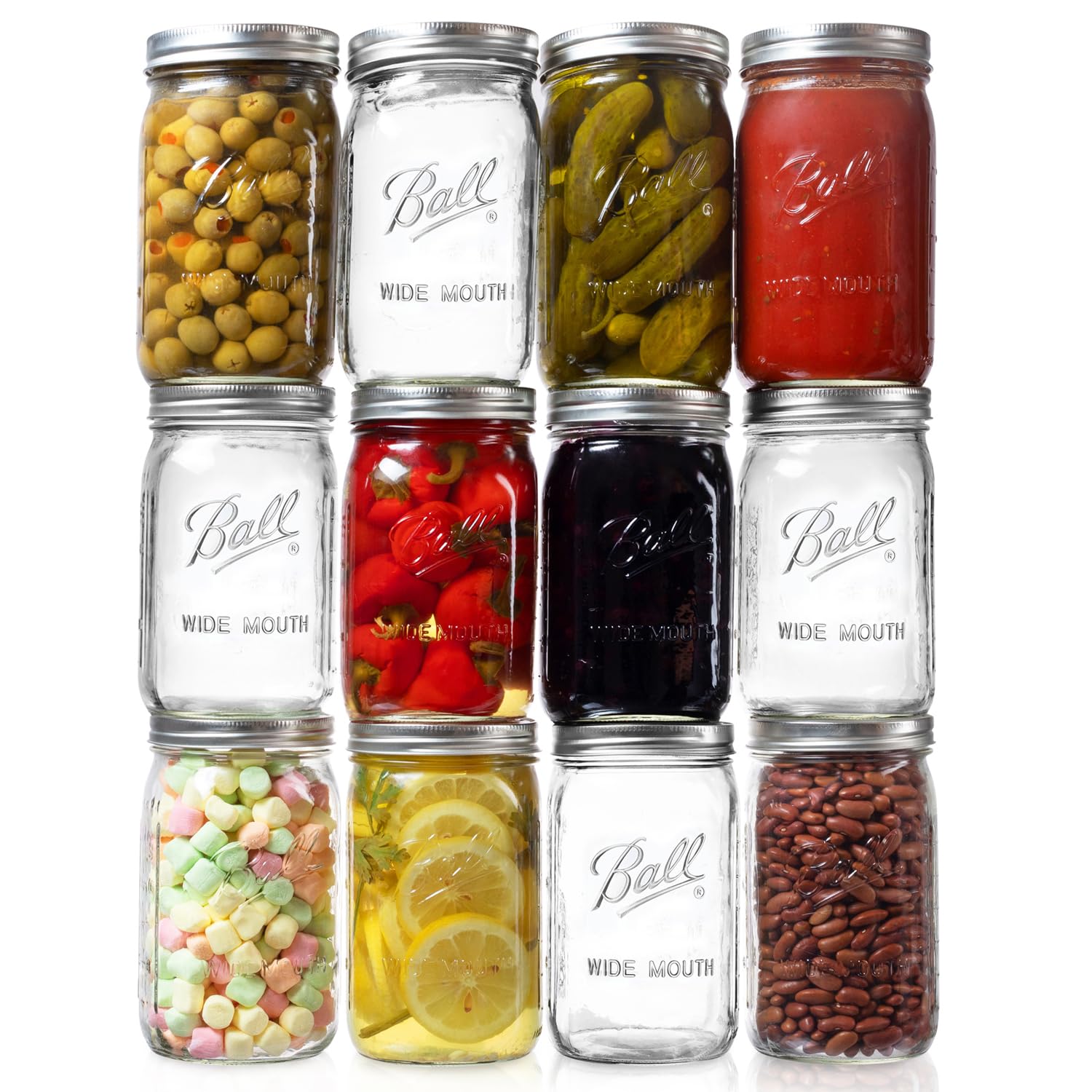 Snapklik.com : Ball Wide Mouth Mason Jars 32 Oz (12 Pack) - Quart Size Jars