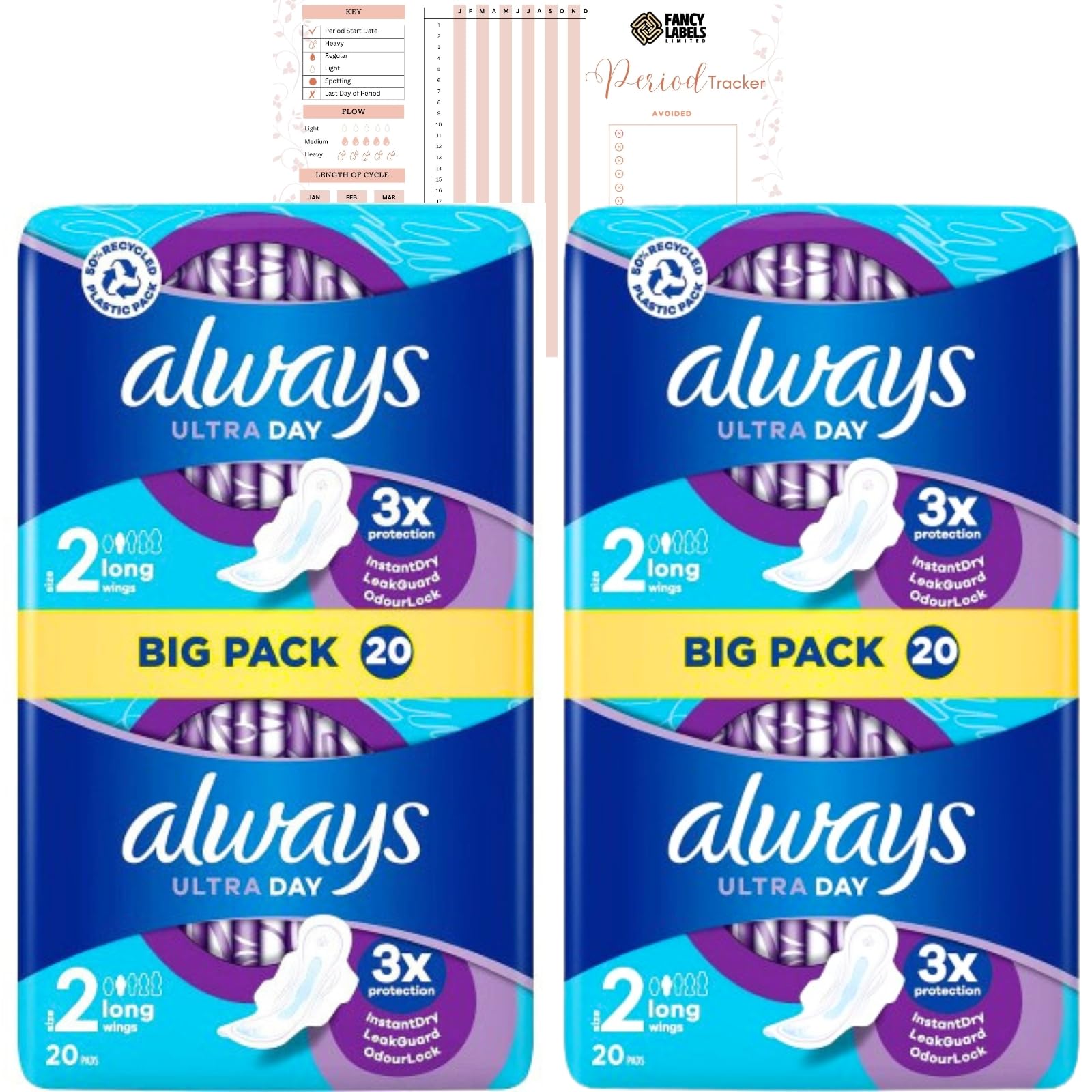 Sanitary Towels Multipack with 2X Always Ultra Sanitary Towels Long ...