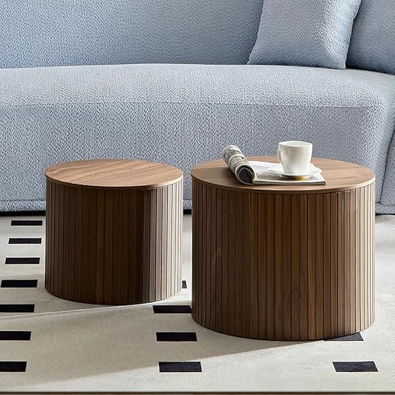 Amazon.com: JURMALYN 19.17'' Small Round Coffee Table with Storage ...