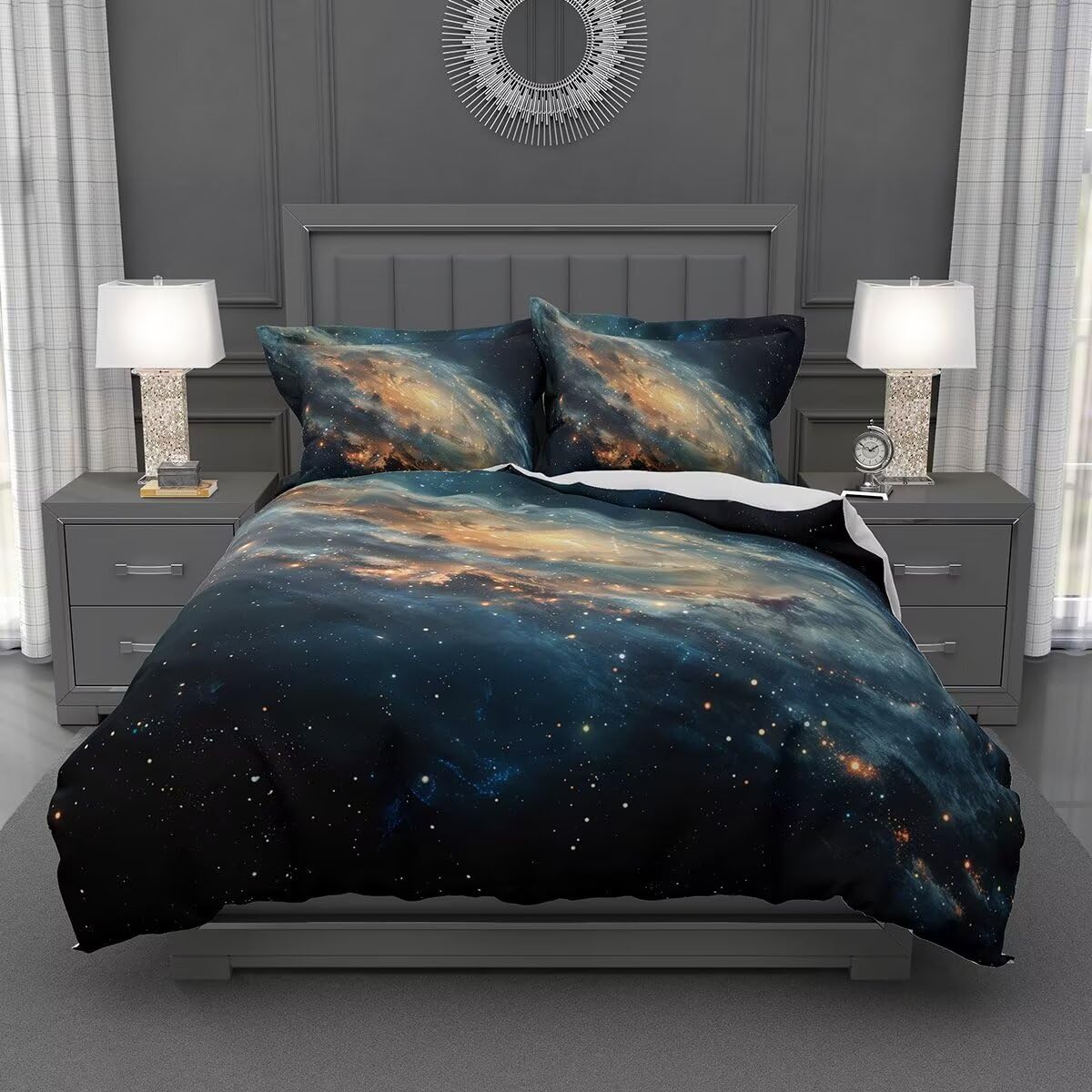 Amazon.com: Lokaluo Milky Way Duvet Cover Twin Size 3D Printed ...