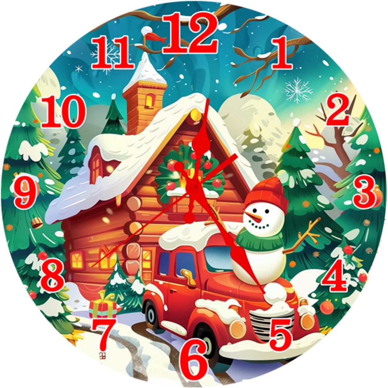 Amazon.com: SietDESEO 12 Inch Christmas Wall Clock Snowman Clock ...