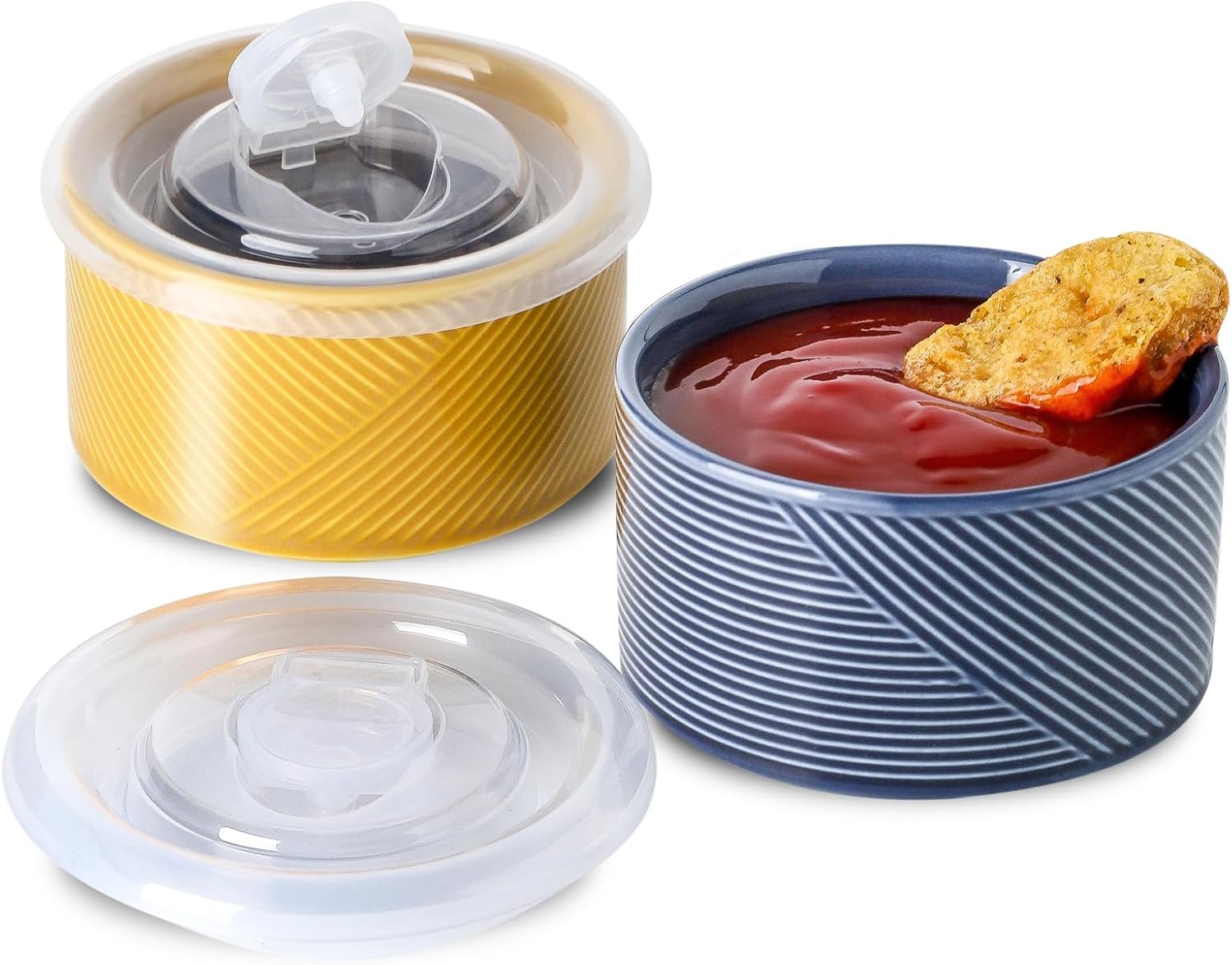 Amazon.com: Adewnest Dipping Bowls with Lids: Ceramic Condiment Sauce ...