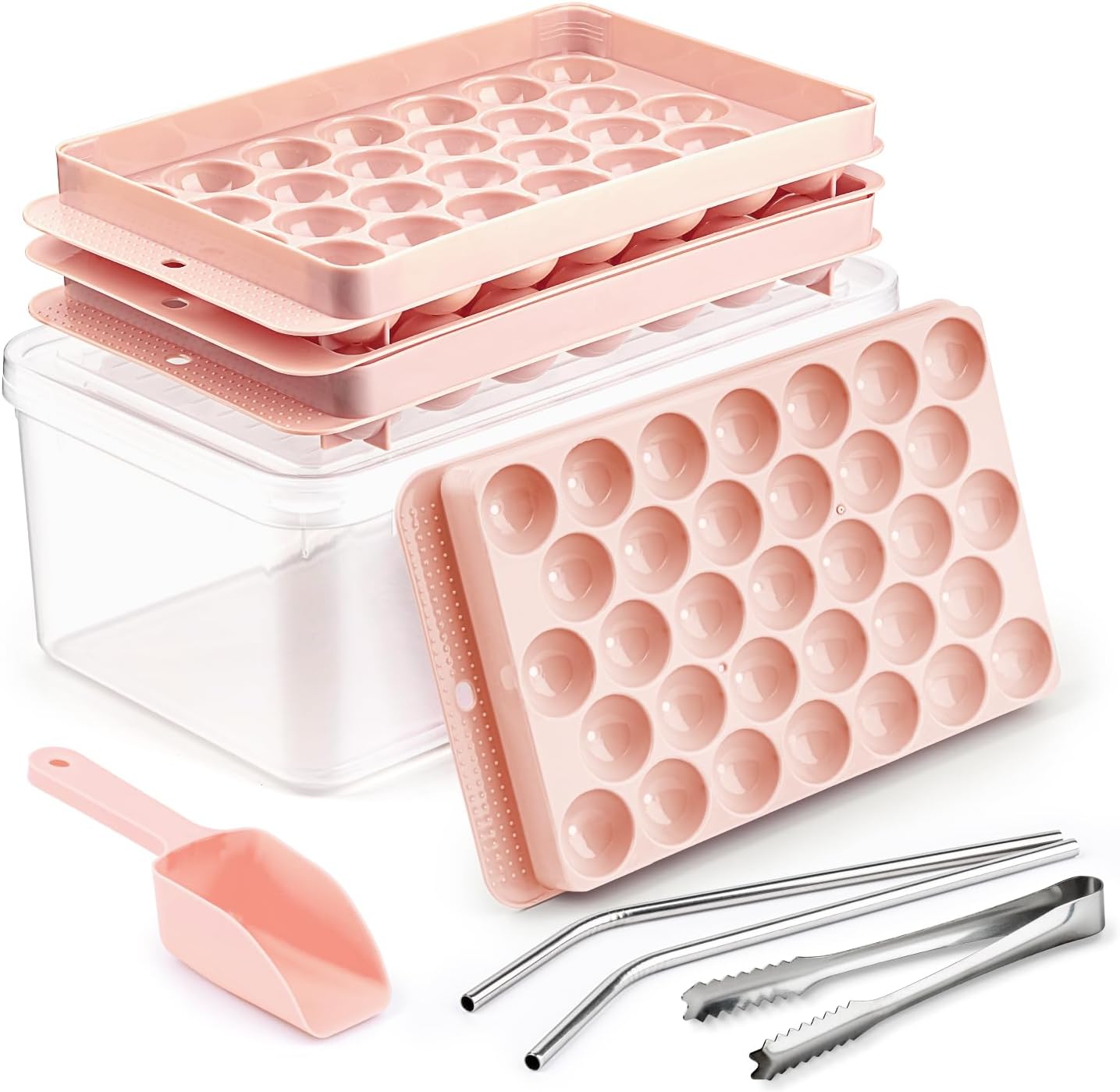 Amazon.com: Gracenal Ice Cube Tray with Lid and Bin, Ice Tray Easy ...