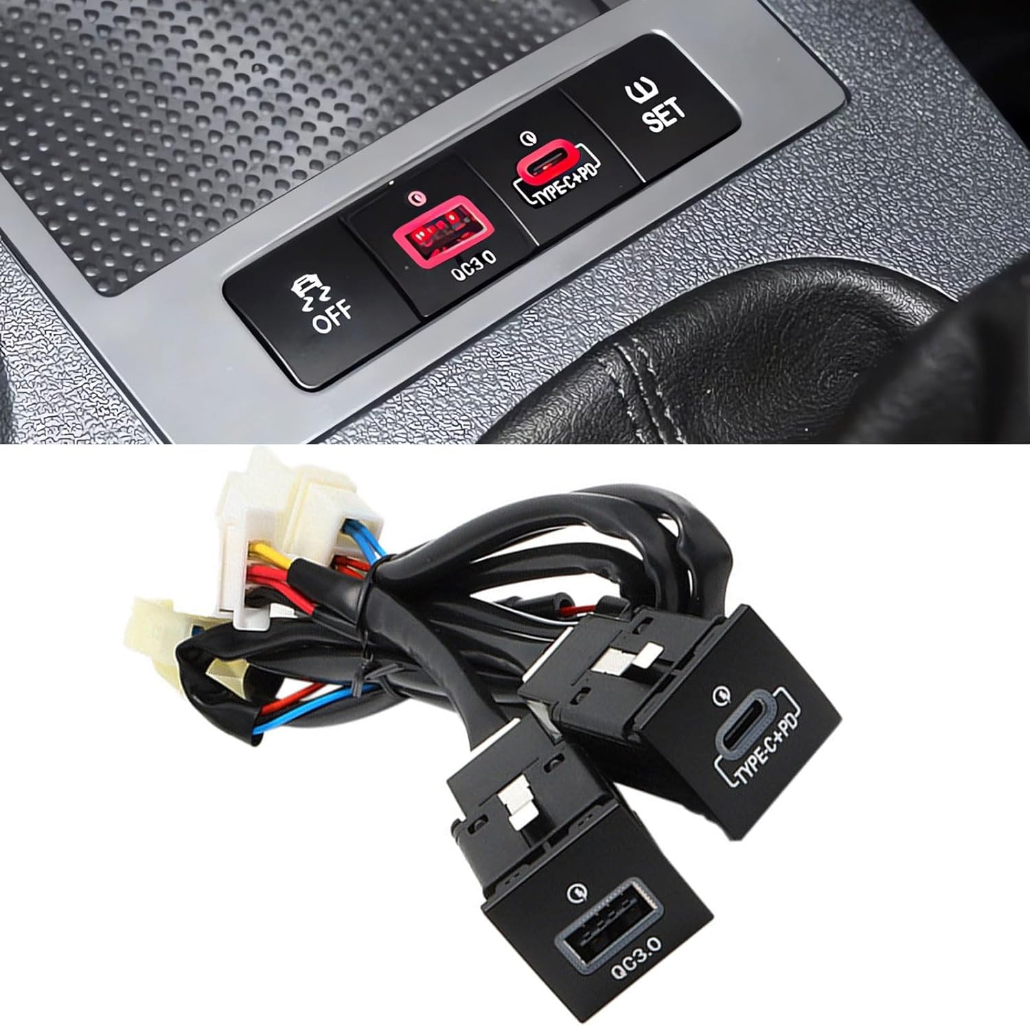 Amazon.com: Console Auxiliary Jack USB QC3.0 USB-C PD Charger Port Hub ...