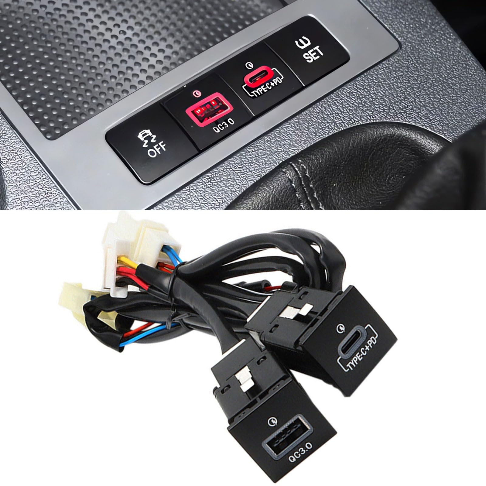 Amazon.com: Console Auxiliary Jack USB QC3.0 USB-C PD Charger Port Hub ...