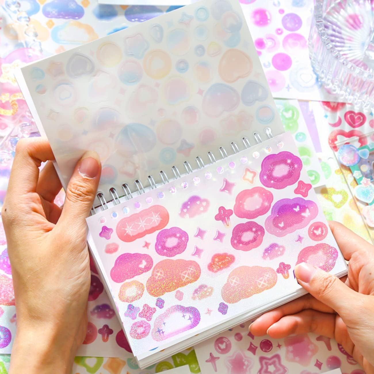 Amazon.com: Glitter Stickers Art Paper Sticker Book 50 Different Sheets ...