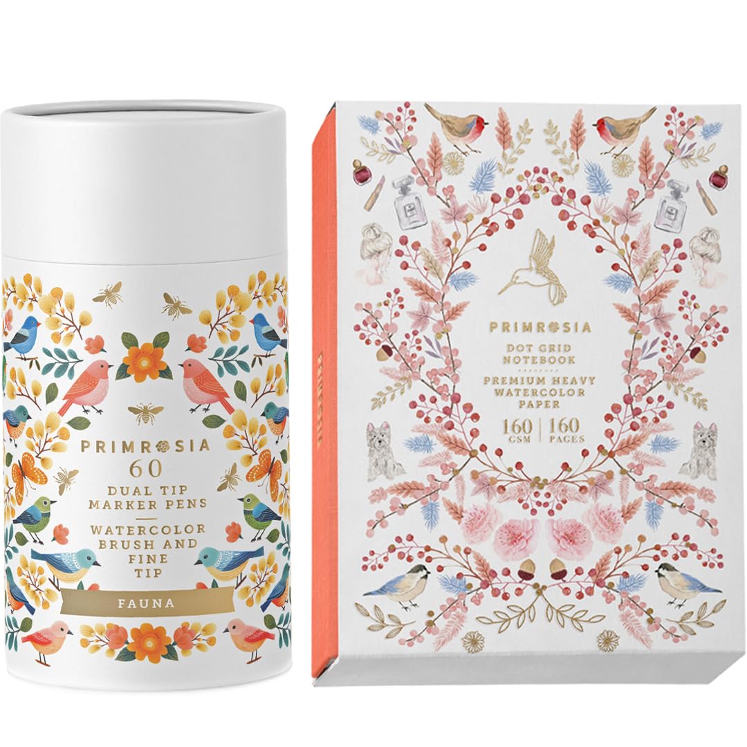 Amazon.com: Primrosia Songbirds Collection – 60 Dual Tip Markers + Dot ...