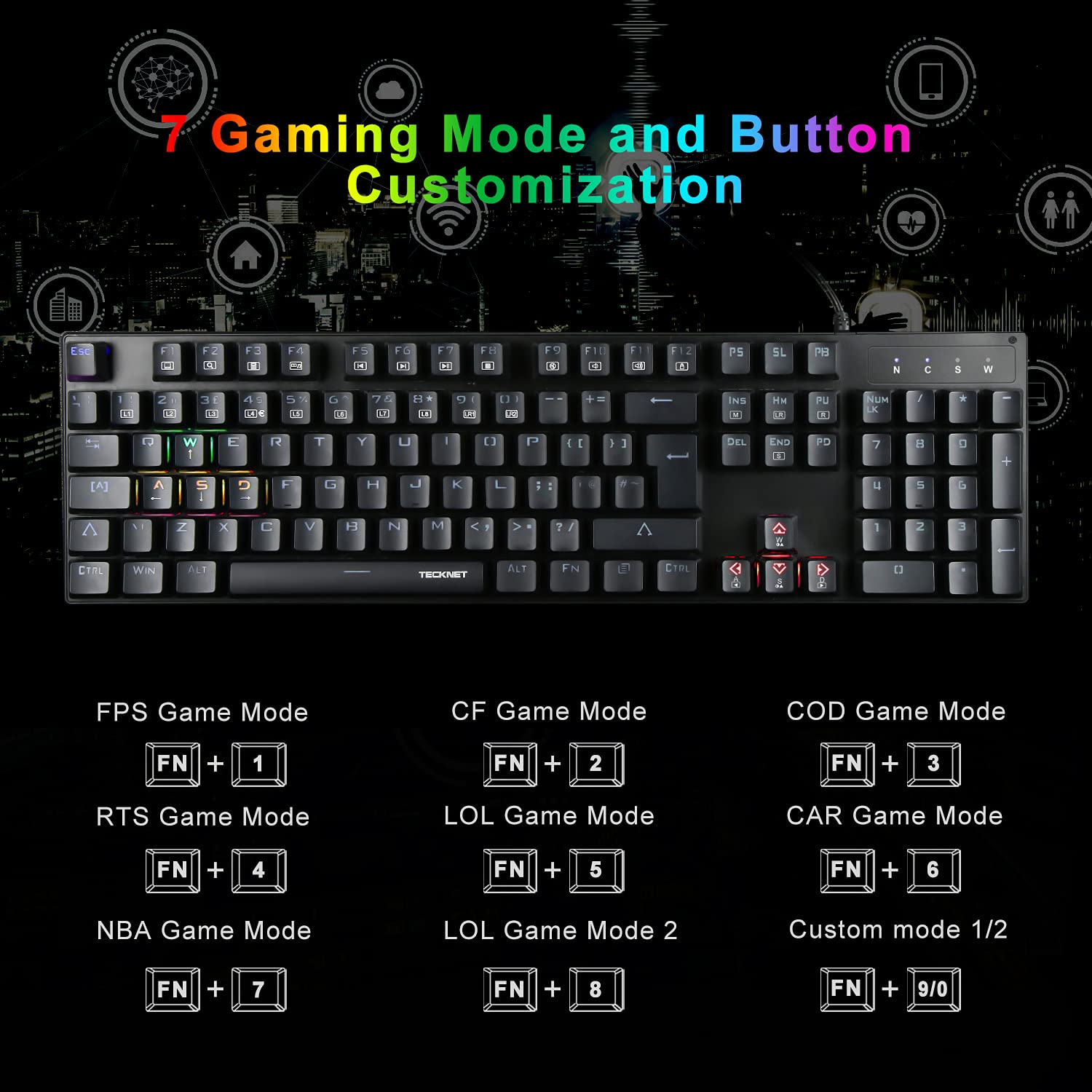 Buy TECKNET Arctrix Mechanical Keyboard Black 105 Keys, Full Anti ...