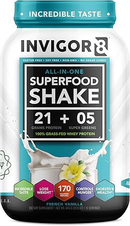 Amazon.com: INVIGOR8 Superfood Protein Powder - Organic Grass-Fed Whey ...